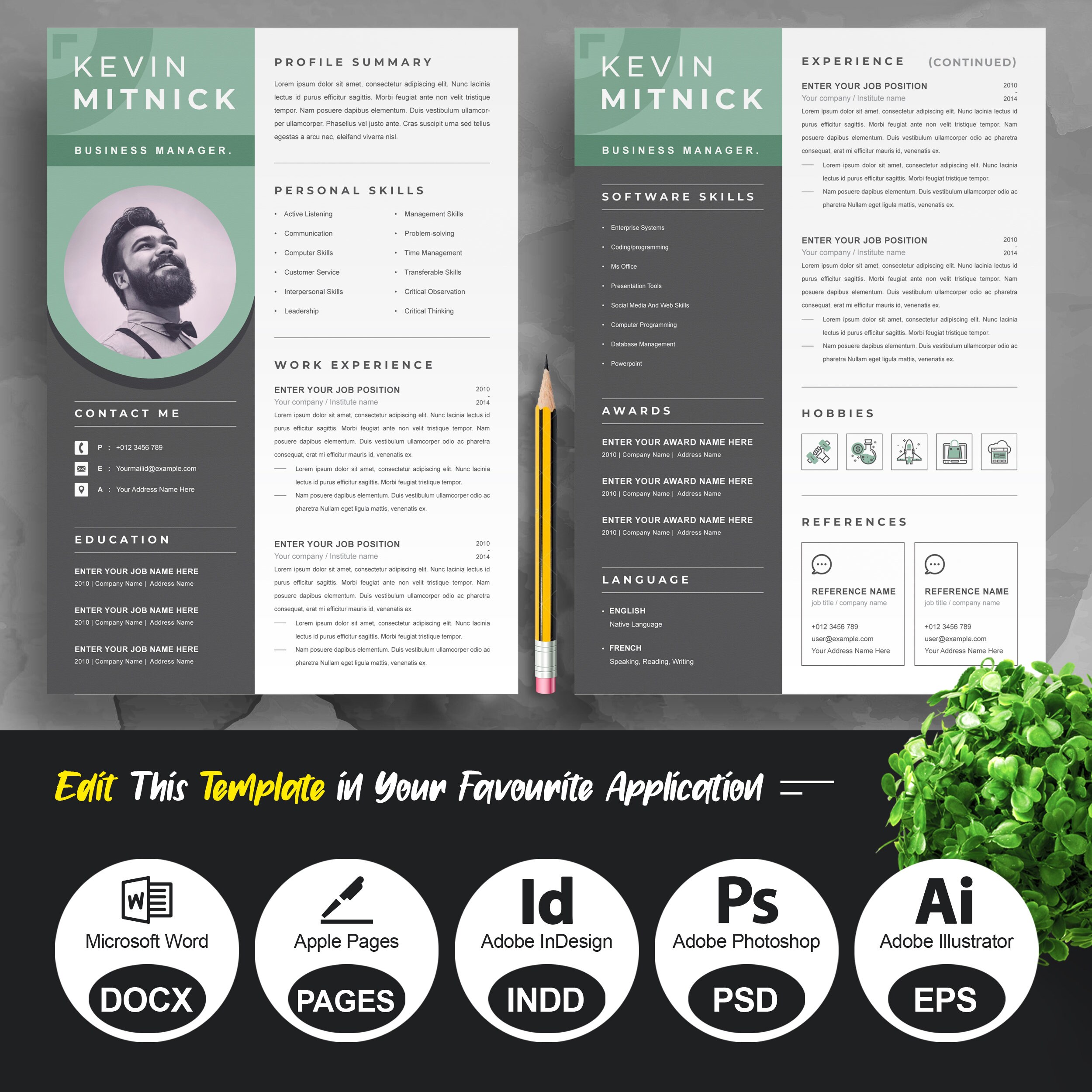 CV Template Resume Template CV Design Cover Letter for - Etsy Canada