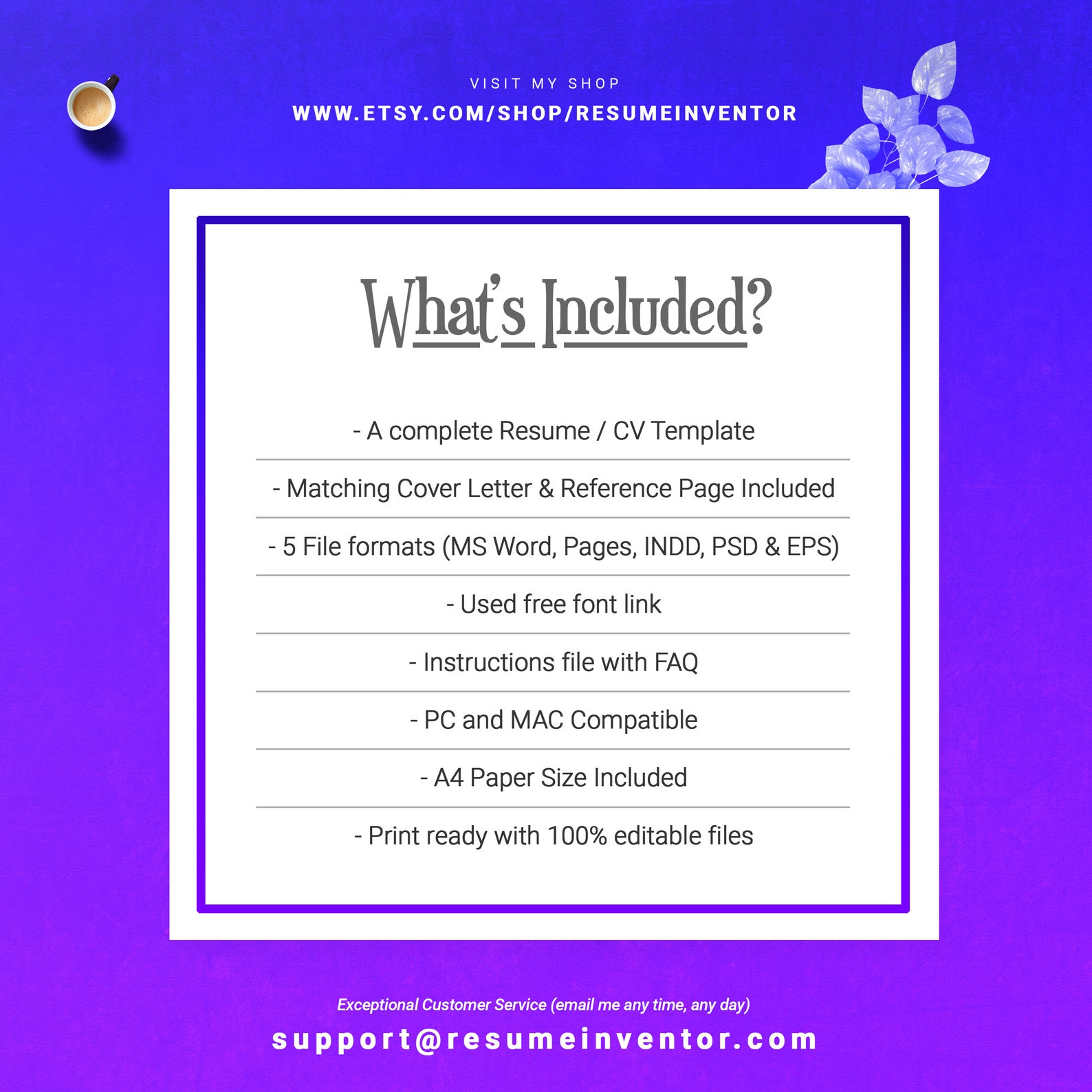 One Page Optimize Resume Template CV Curriculum Vita - Etsy