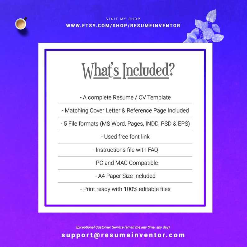 One Page Optimize Resume Template CV Curriculum Vita - Etsy