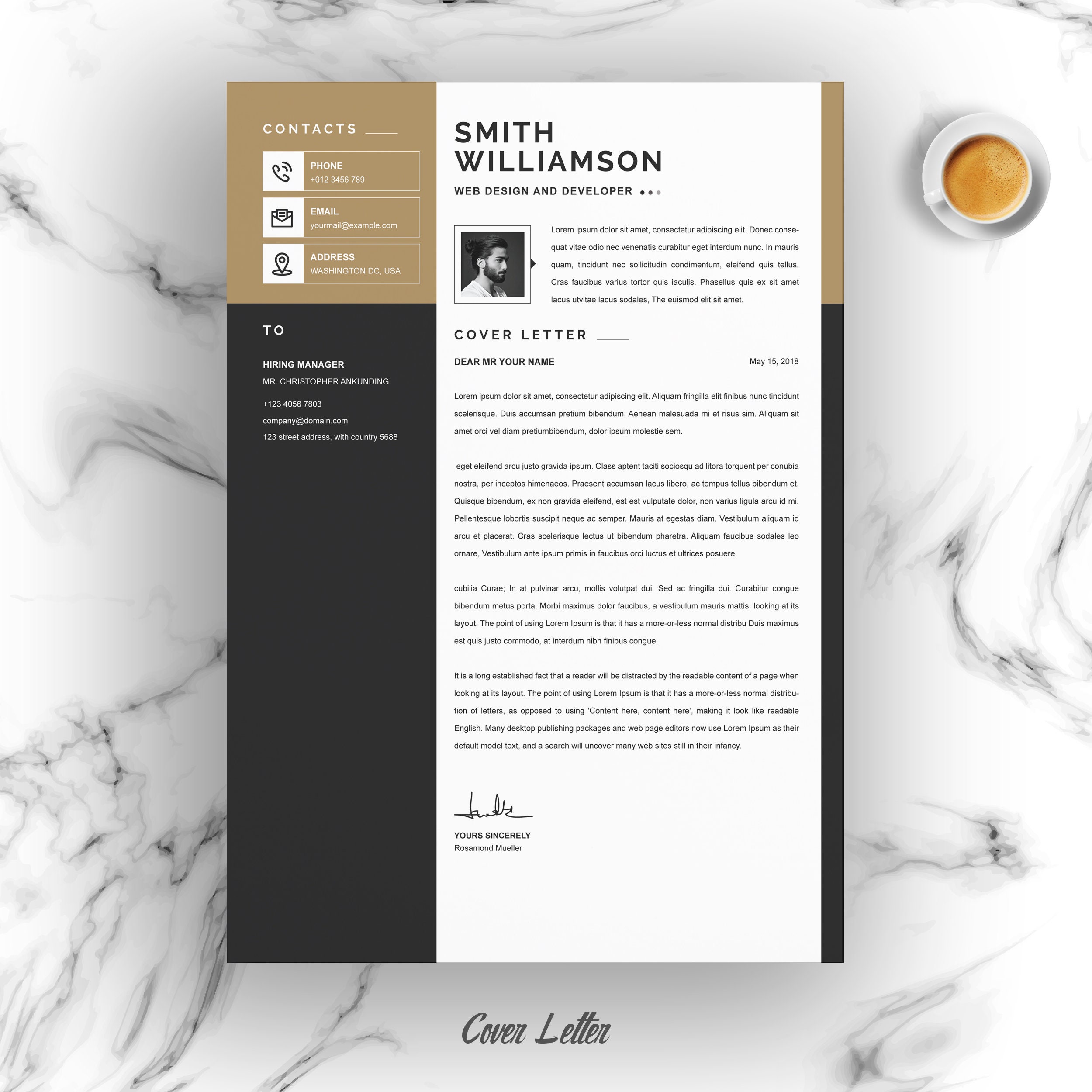 Modern Resume Template, Cover Letter, Word, Mac,a4, CV Template ...