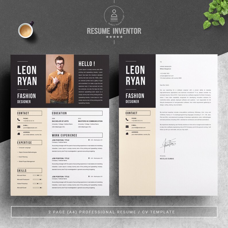 Bold Resume Template for Fashion Designer | Instant Download - Etsy
