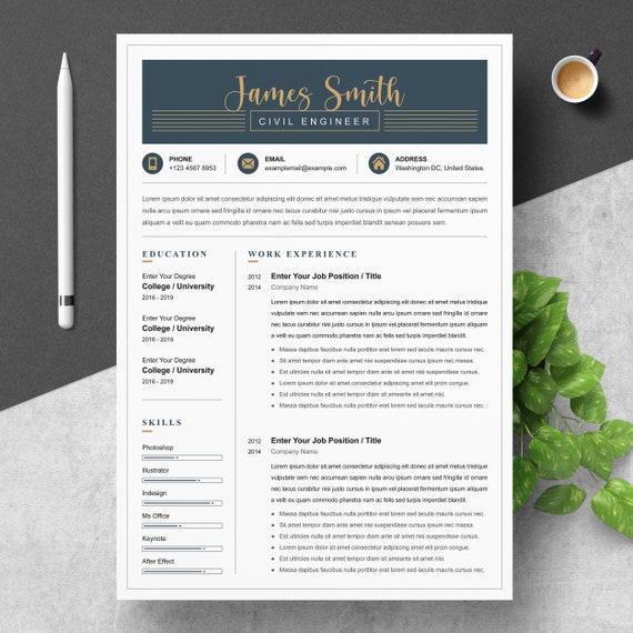 Engineer Resume Template Format Professional Resume Template | Etsy