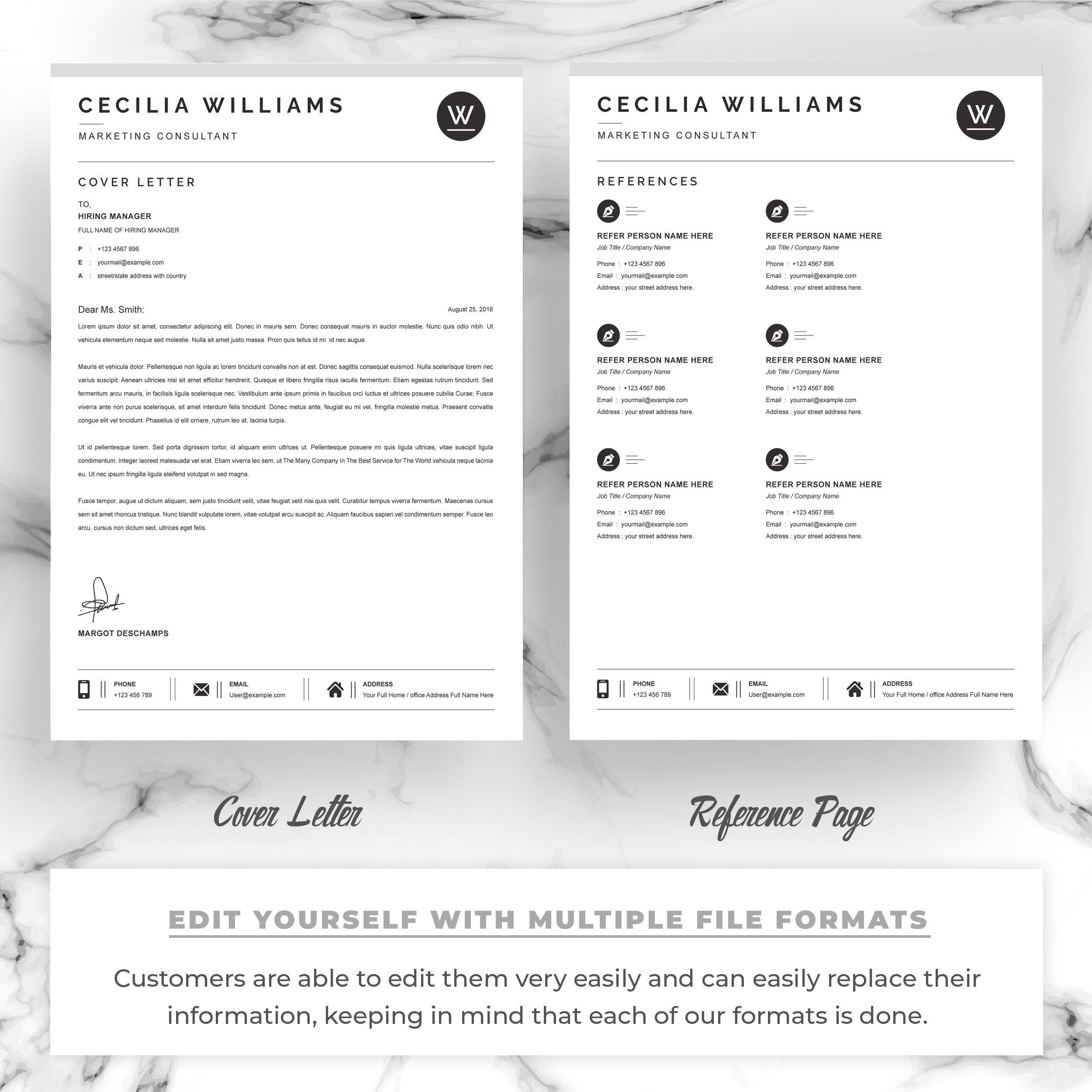 Resume Template Instant Download for Word Professional CV Design Modern ...