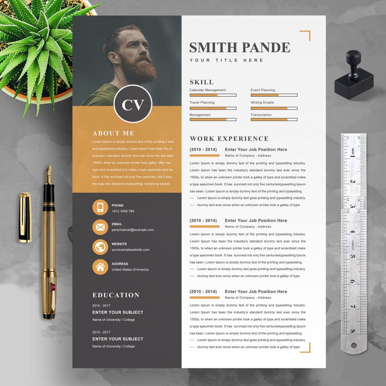 3 Page Resume Template Cover Letter and References Template for MS Word ...