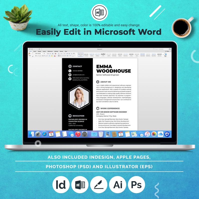Professional Resume Template, CV Design, Modern Resume, Job Application ...