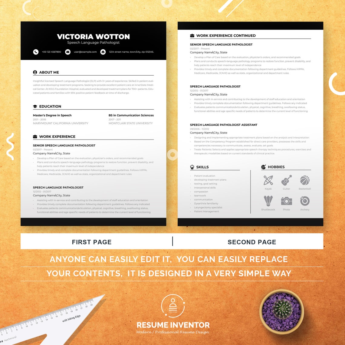 Elegant Resume CV Template, Stylish Curriculum Vitae Design, Modern ...