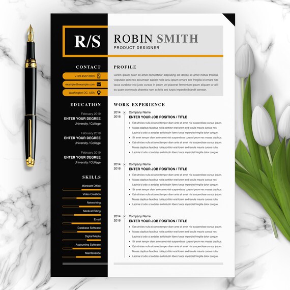 Professional Modern Resume Template Word Clean Resume - Etsy