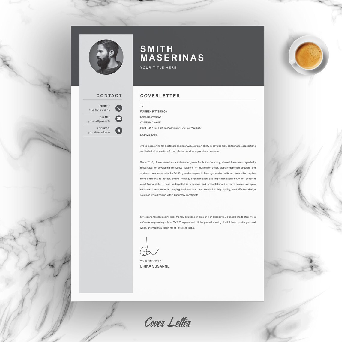 Professional Resume Modern Resume Template Cover Letter, Word, Mac,a4 ...