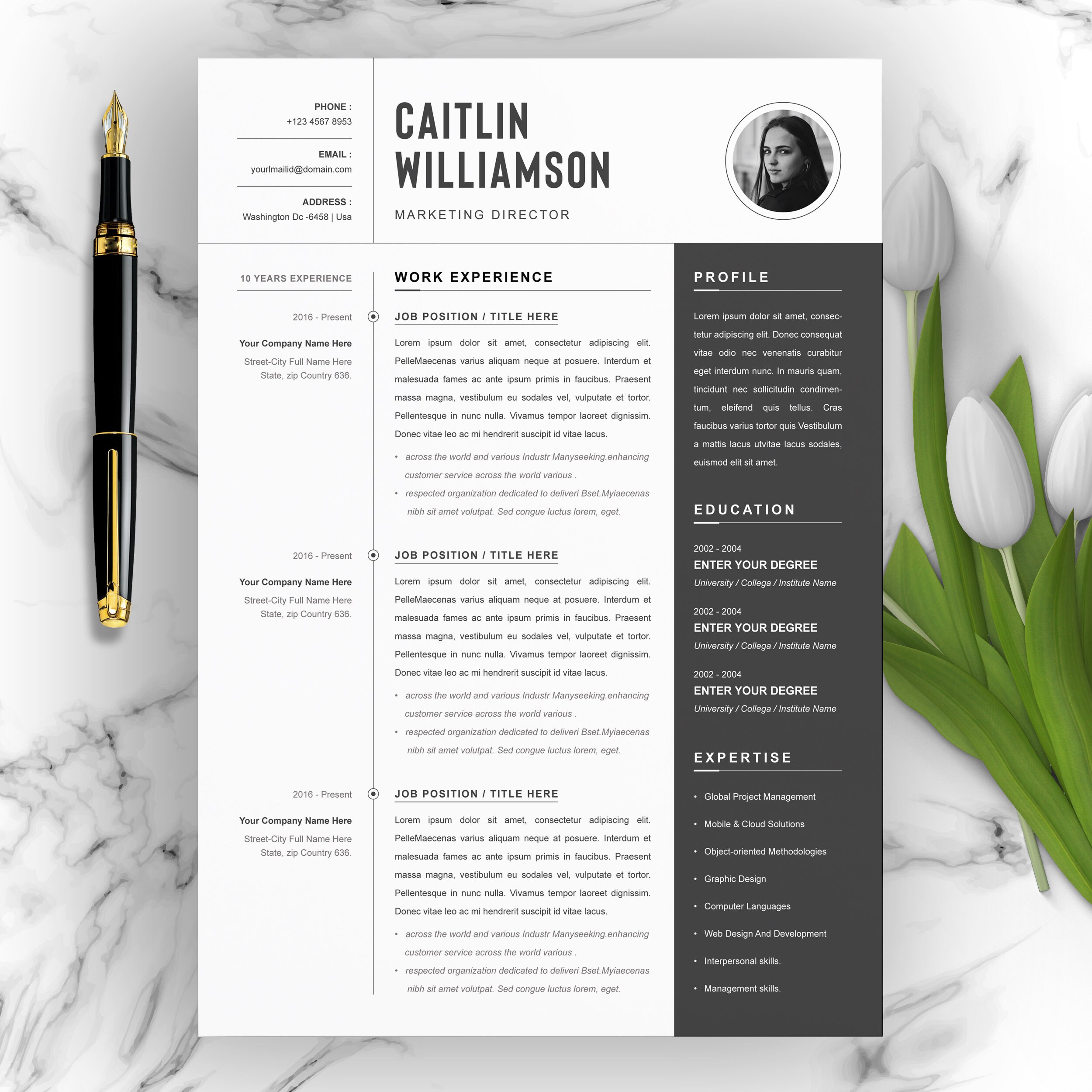 Professional Resume Template Word Clean Resume Template - Etsy