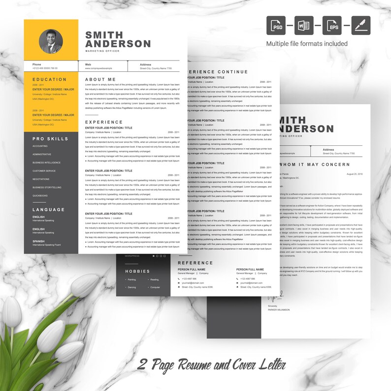 Contemporary Modern & Professional Colour Resume Template for Word CV ...