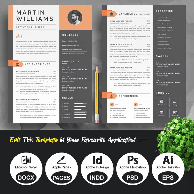 Creative Resume Modern Resume Template Cover Letter, Word, Mac,a4, CV ...