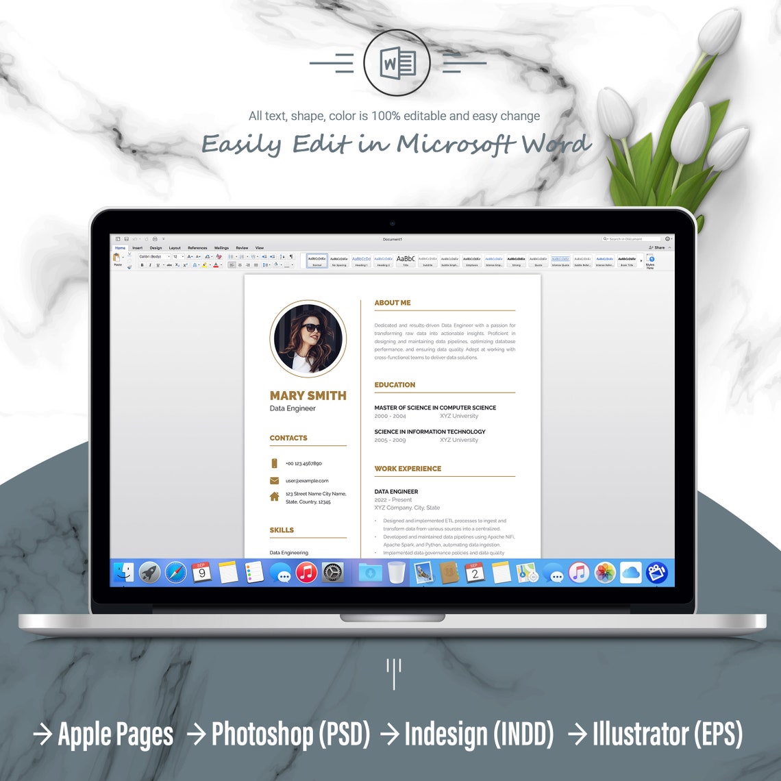 Elegant Resume Cv Template, Feminine Cv Design, Chic Cv Template ...