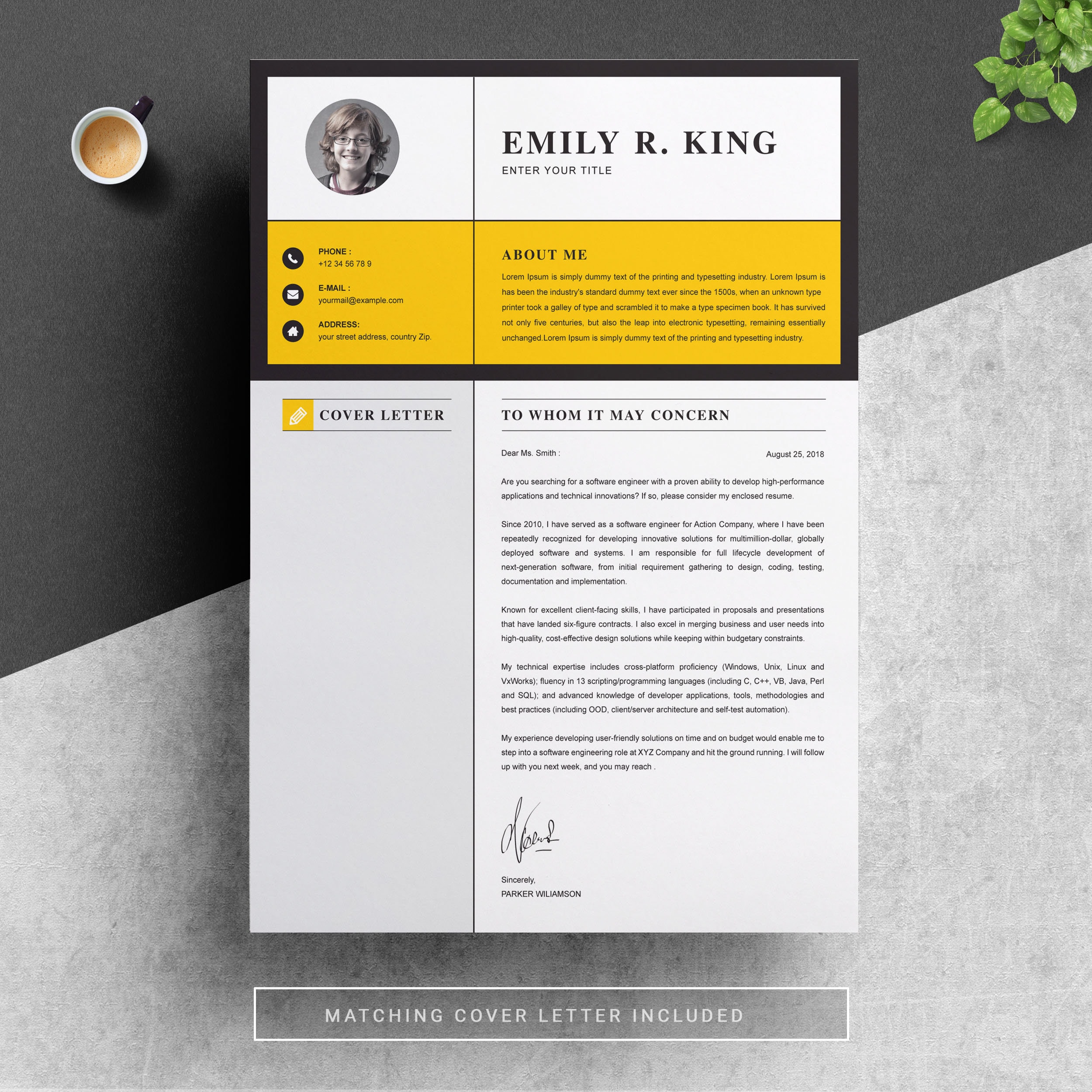 Resume Template Modern & Professional Resume Template for Word CV ...