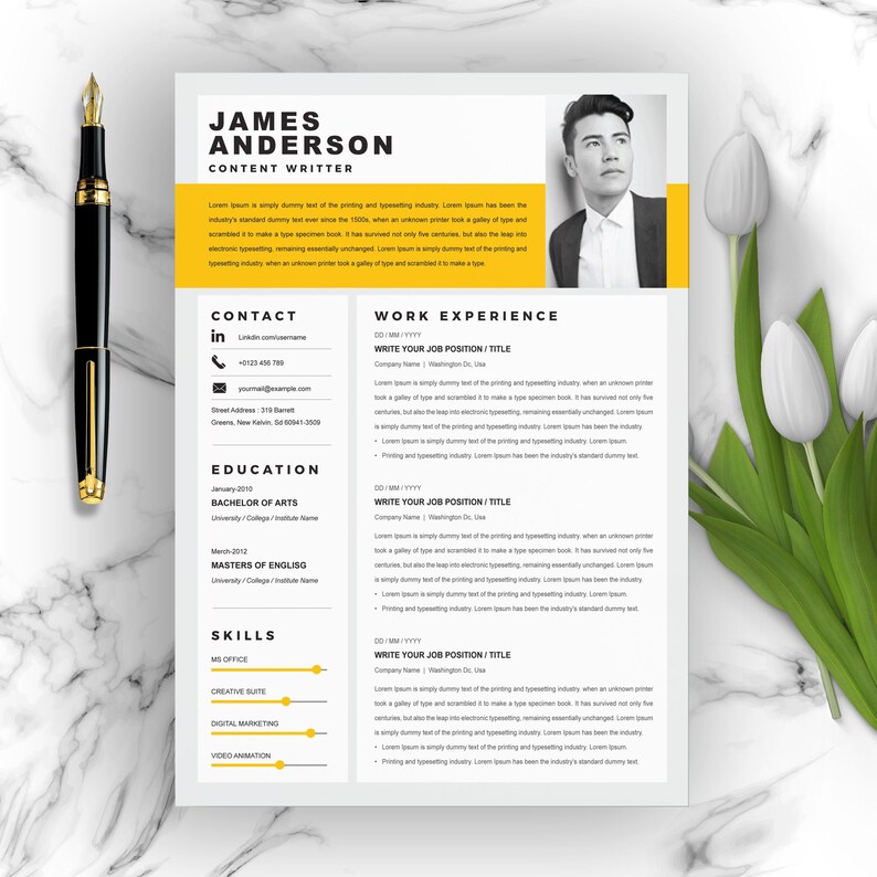 Creative Resume Modern Resume Template Cover Letter, Word, Mac,a4, CV ...