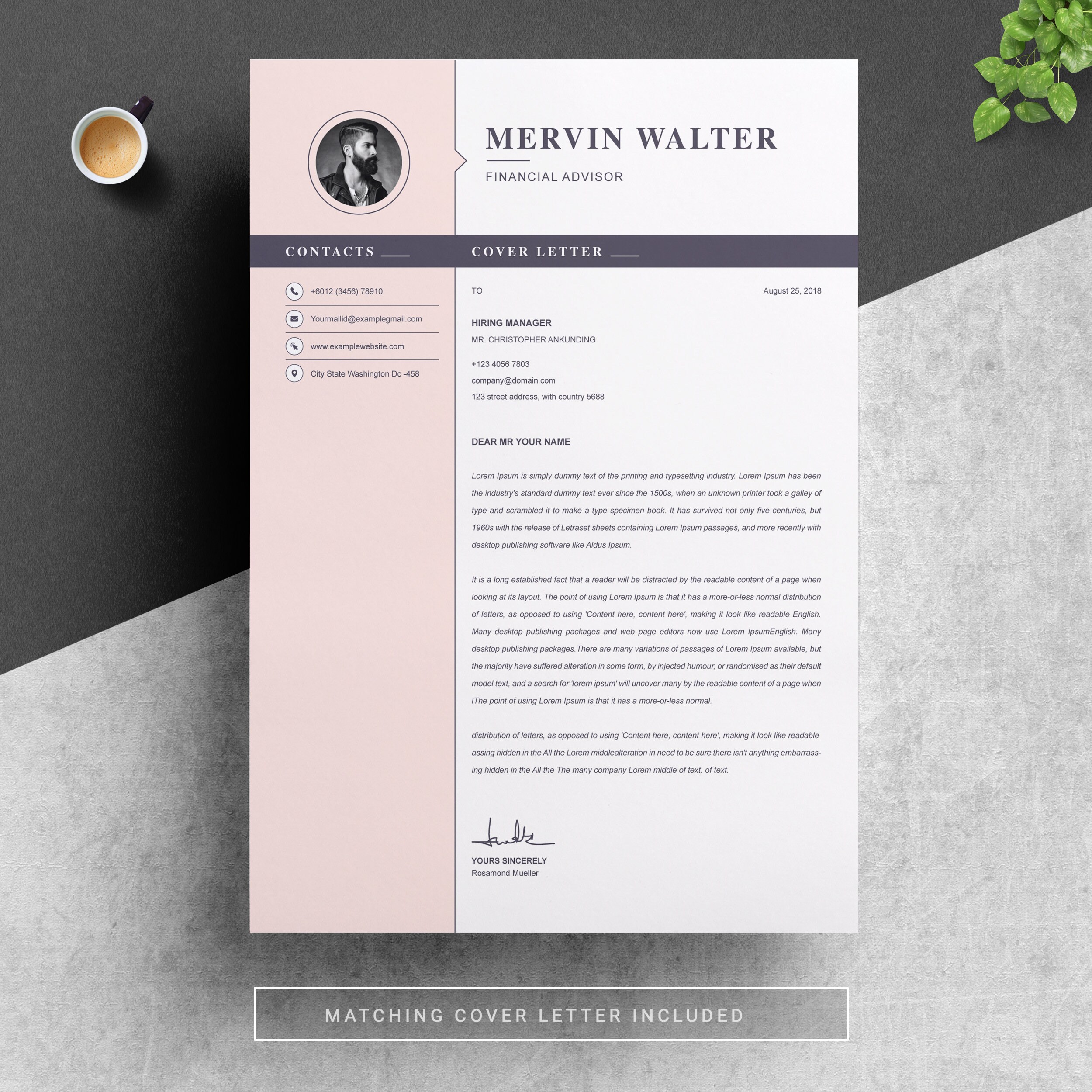Professional CV / Resume Template With Cover Letter - Etsy