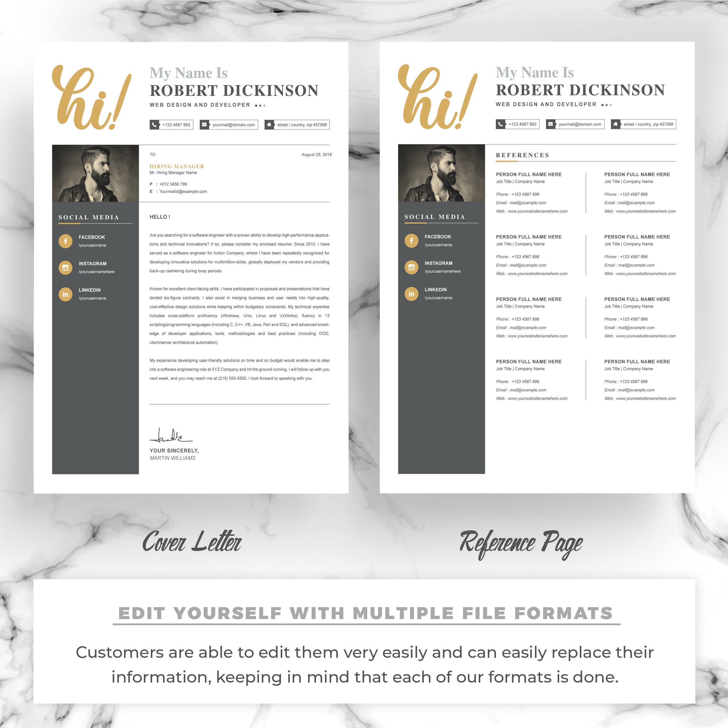 Resume Template 4 Pages CV Template - Etsy