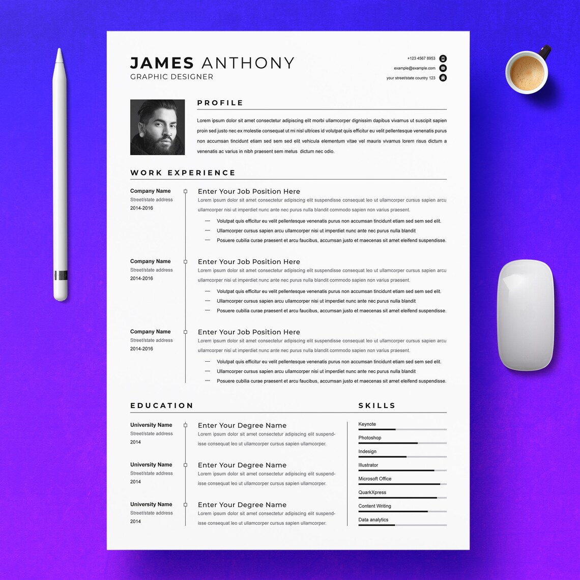 CV Resume Template With Photo Paper Stationery CV Template - Etsy