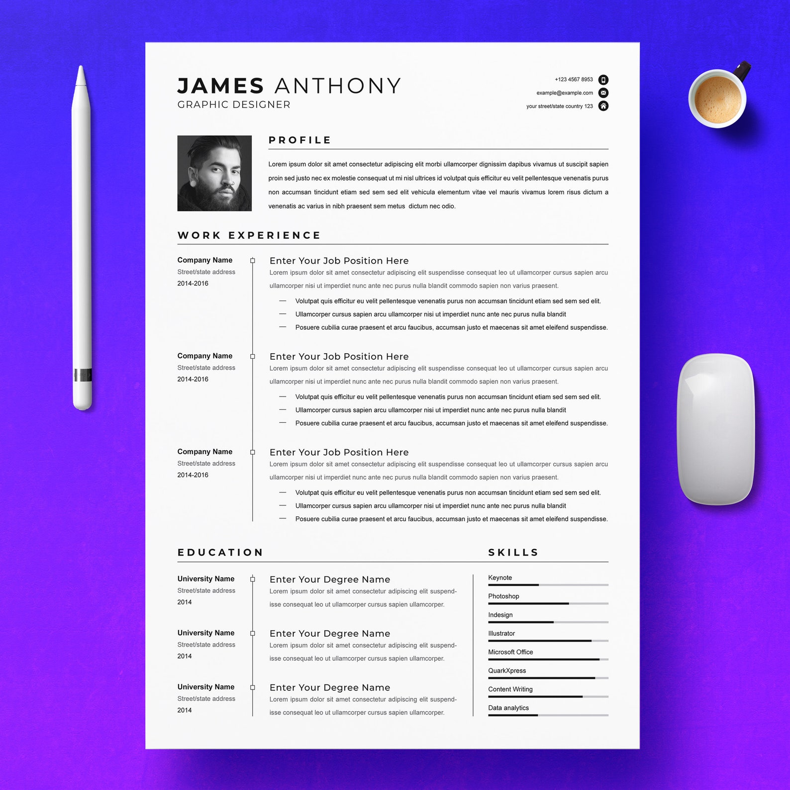 CV Resume Template With Photo Paper Stationery CV Template - Etsy