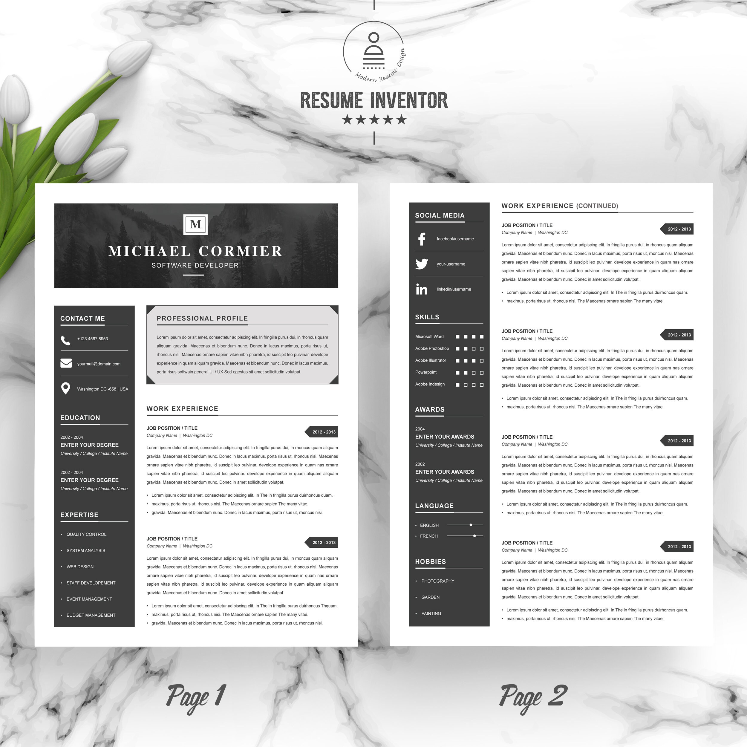 Resume Template - Etsy