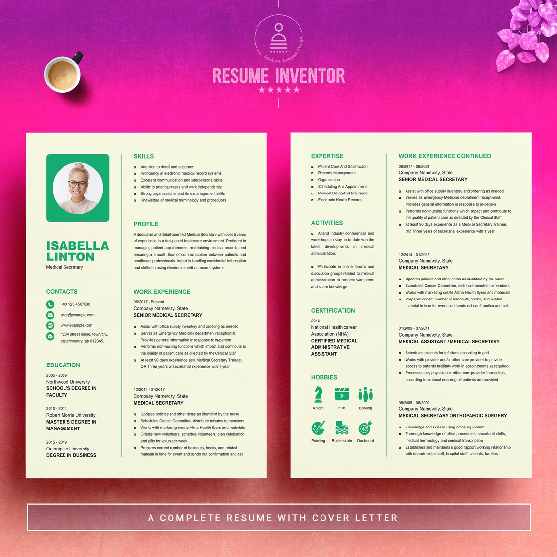 Minimalist Resume Template, Simple CV Design, Clean Resume Format, Easy ...