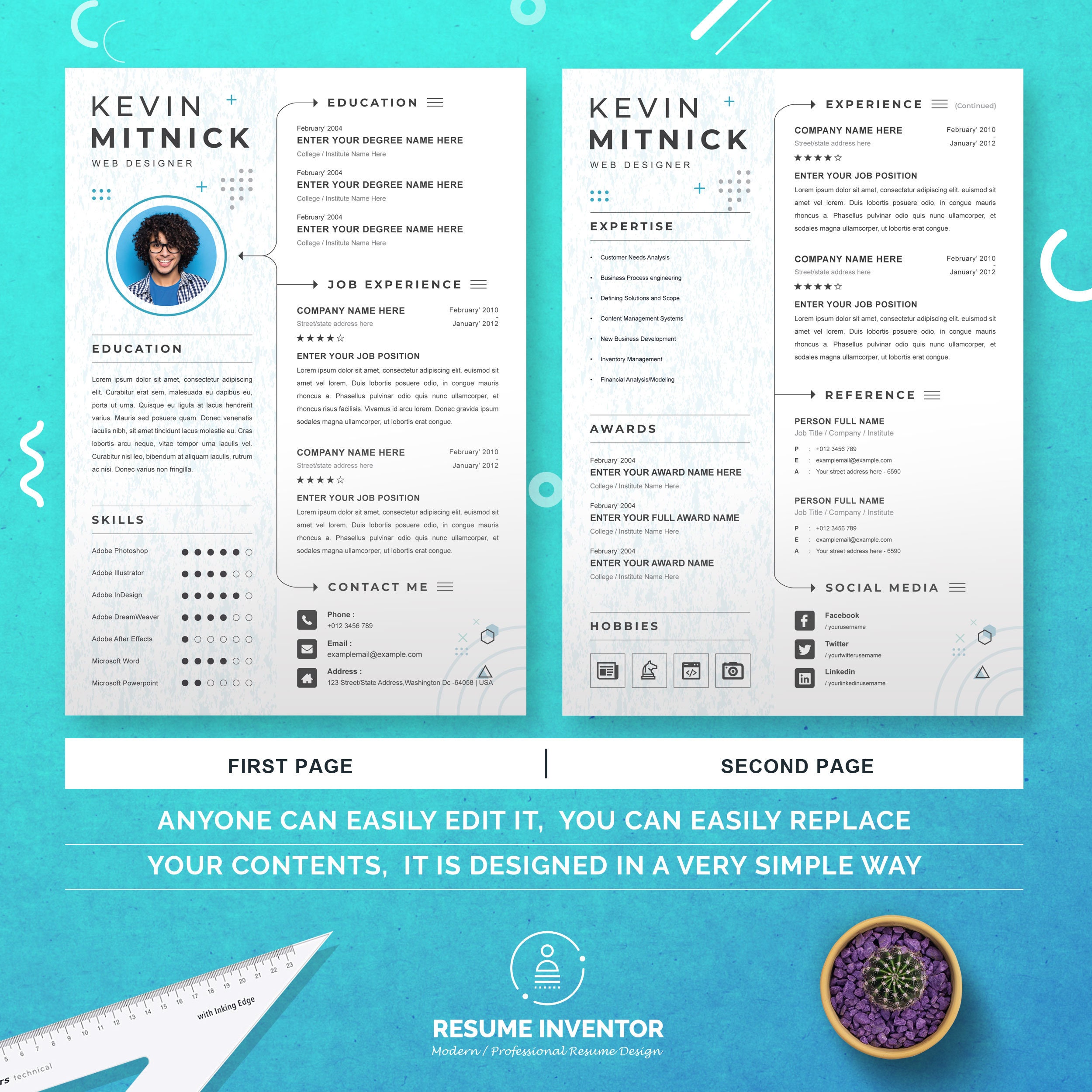 Professional Infographic Resume Template With Photo Modern - Etsy
