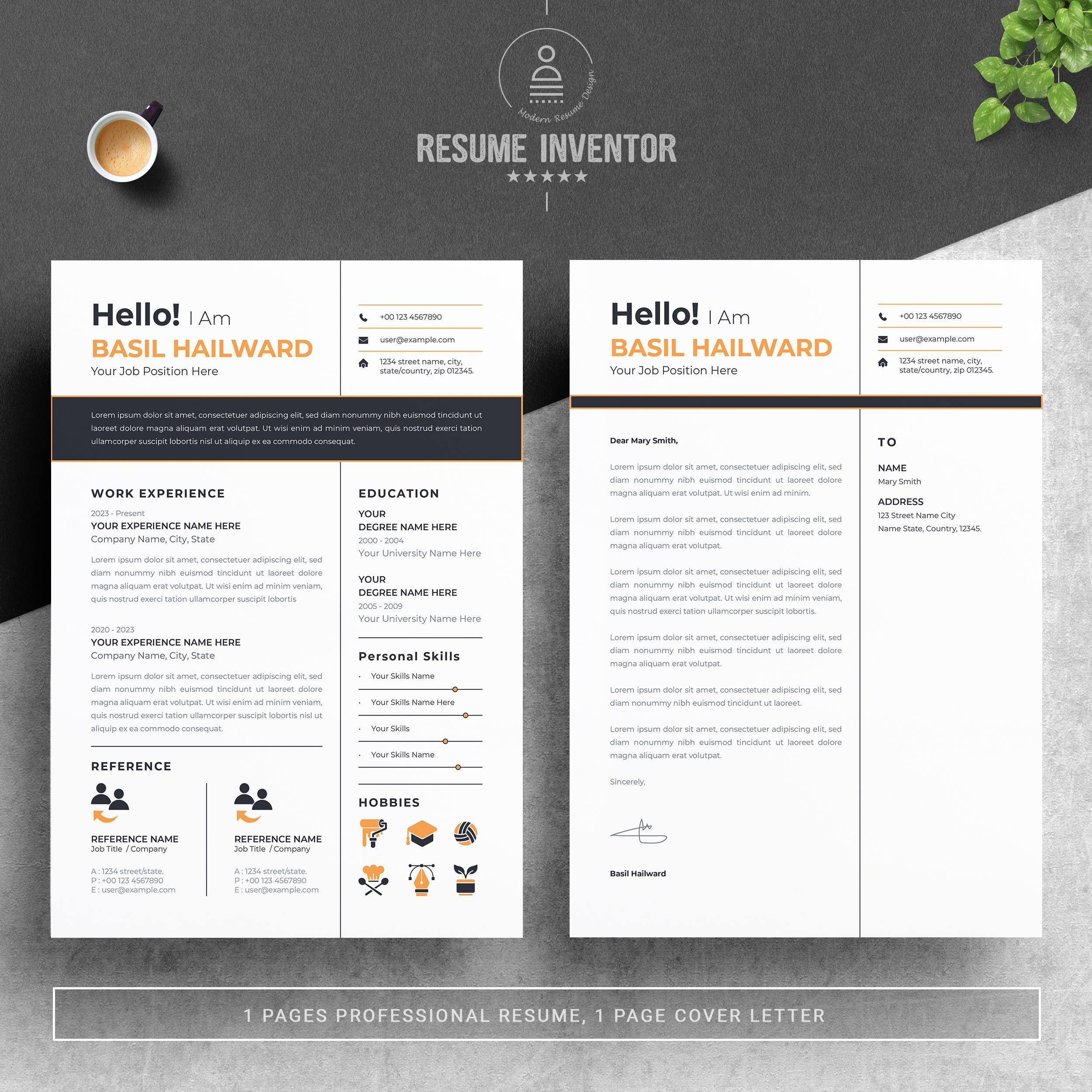 Modern Resume/cv Template, Resume/cv Title, Downloadable CV Design ...