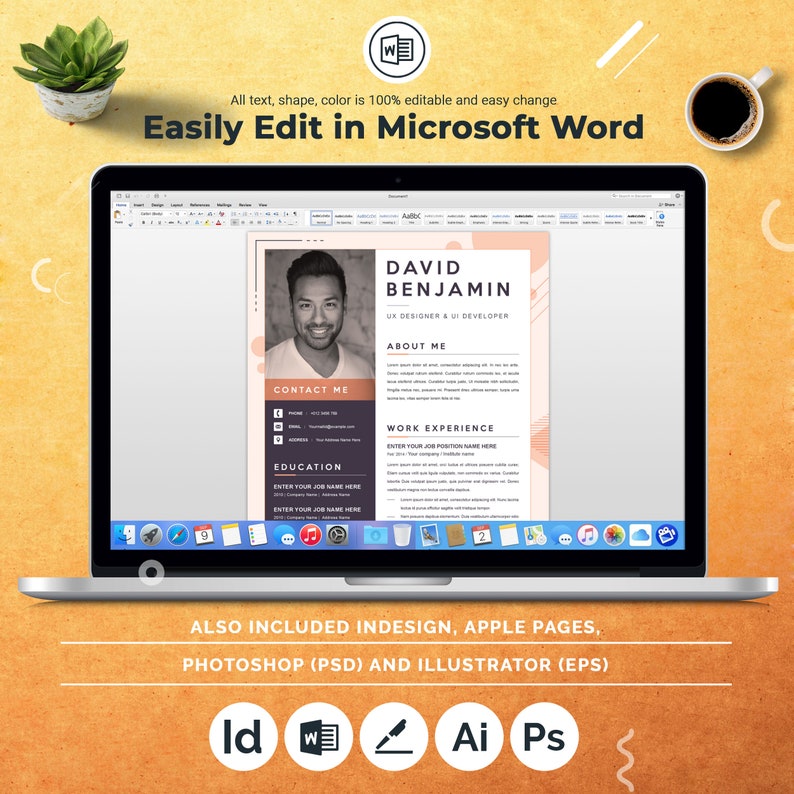 Creative Resume Modern Resume Template Cover Letter, Word, Mac,a4, CV ...
