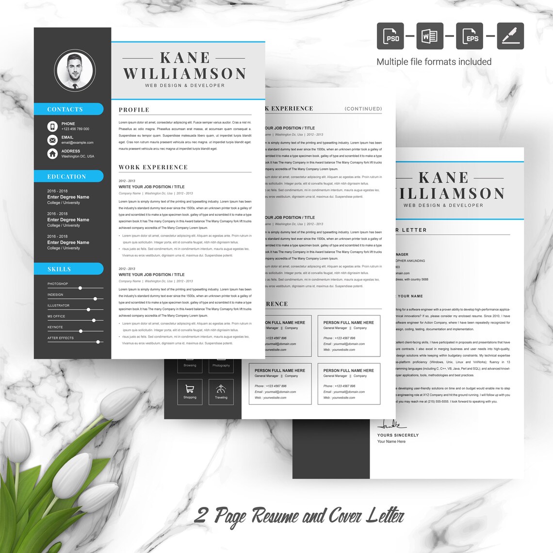 Modern Resume Template Format word Apple Pages Photoshop - Etsy