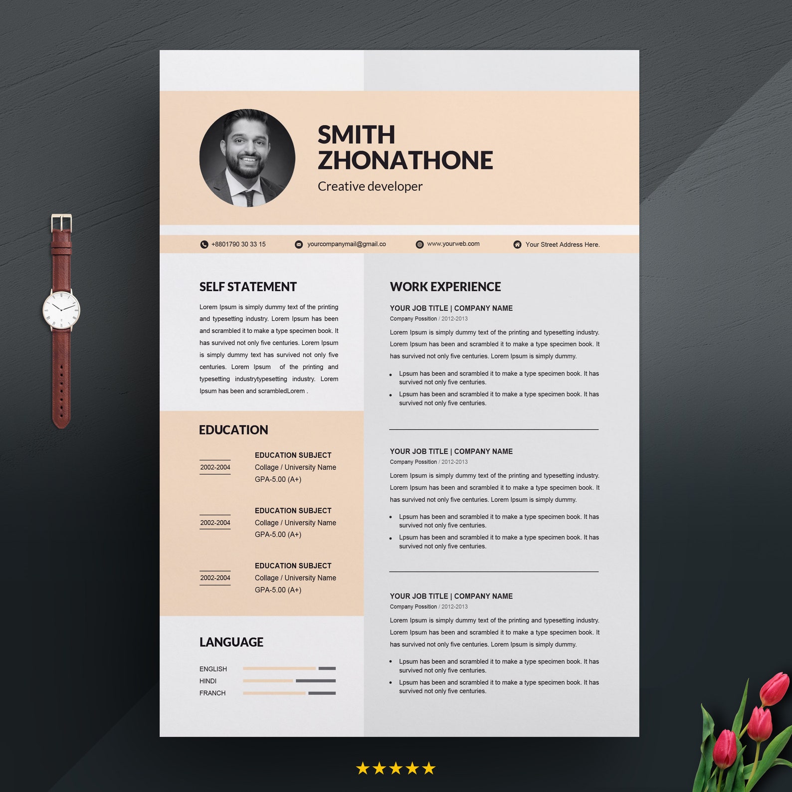 Resume CV Design Template MS Word Resume Professional and Creative ...