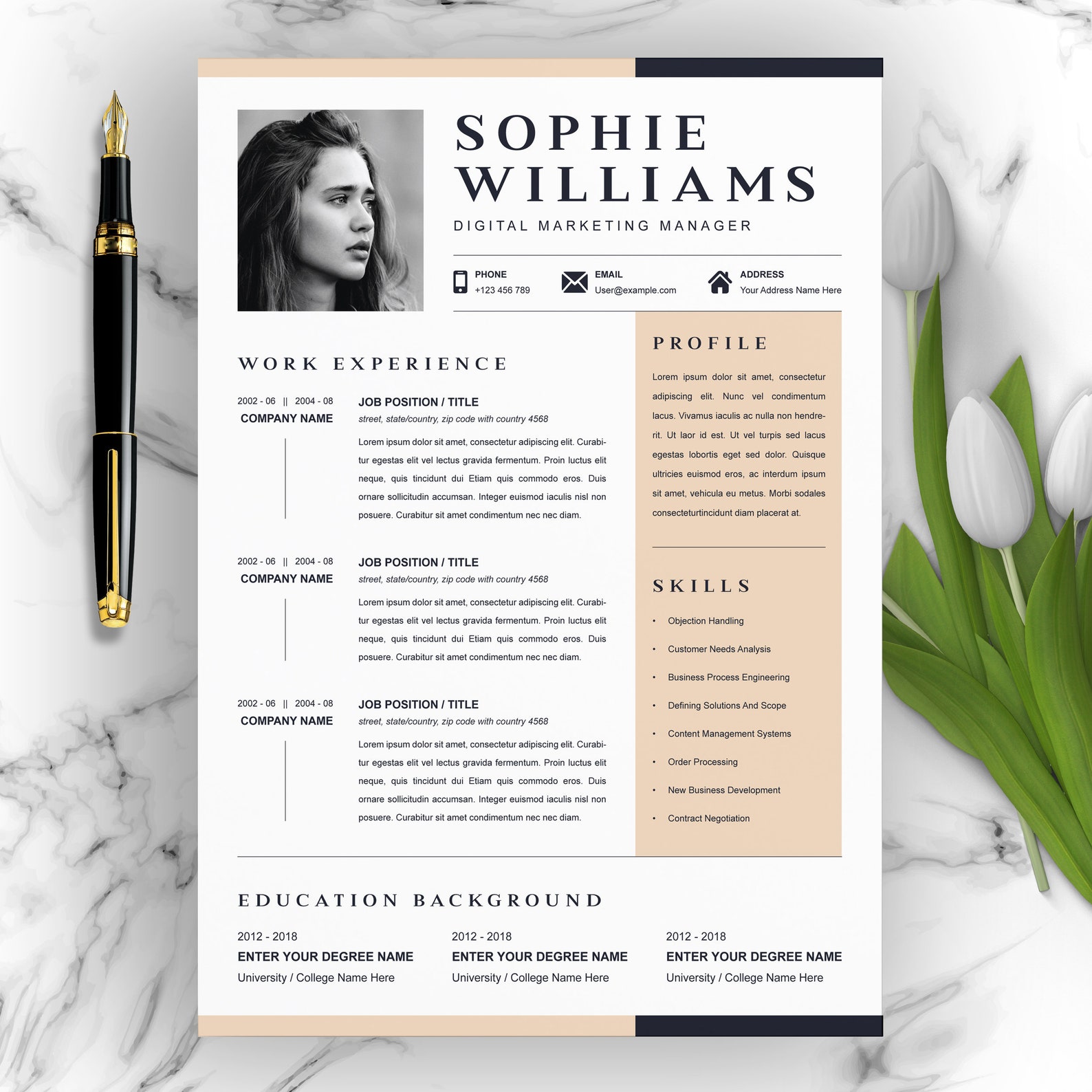 Clean and Modern Resume Template Word | CV Template + Cover Letter ...