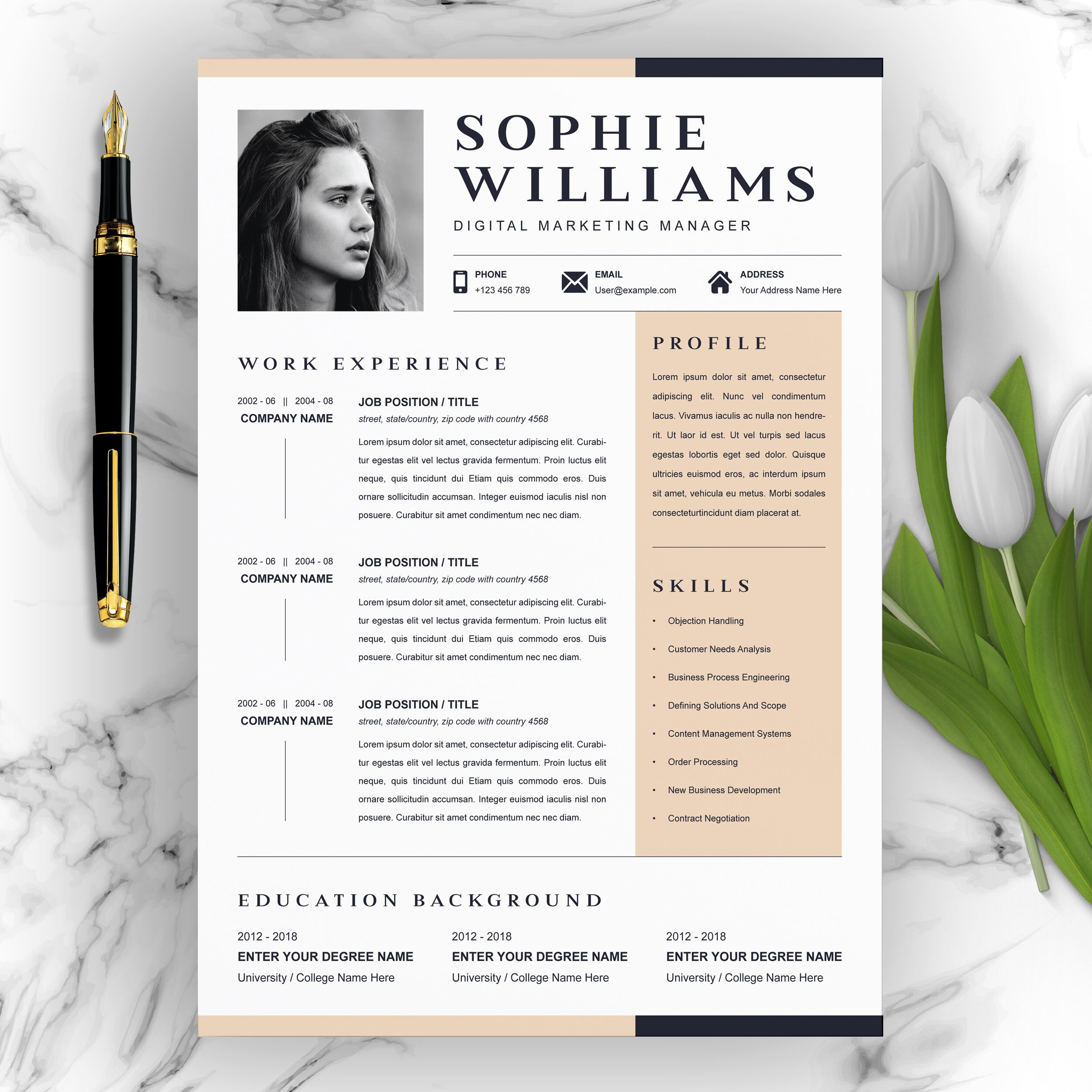 Clean and Modern Resume Template Word CV Template Cover Letter ...