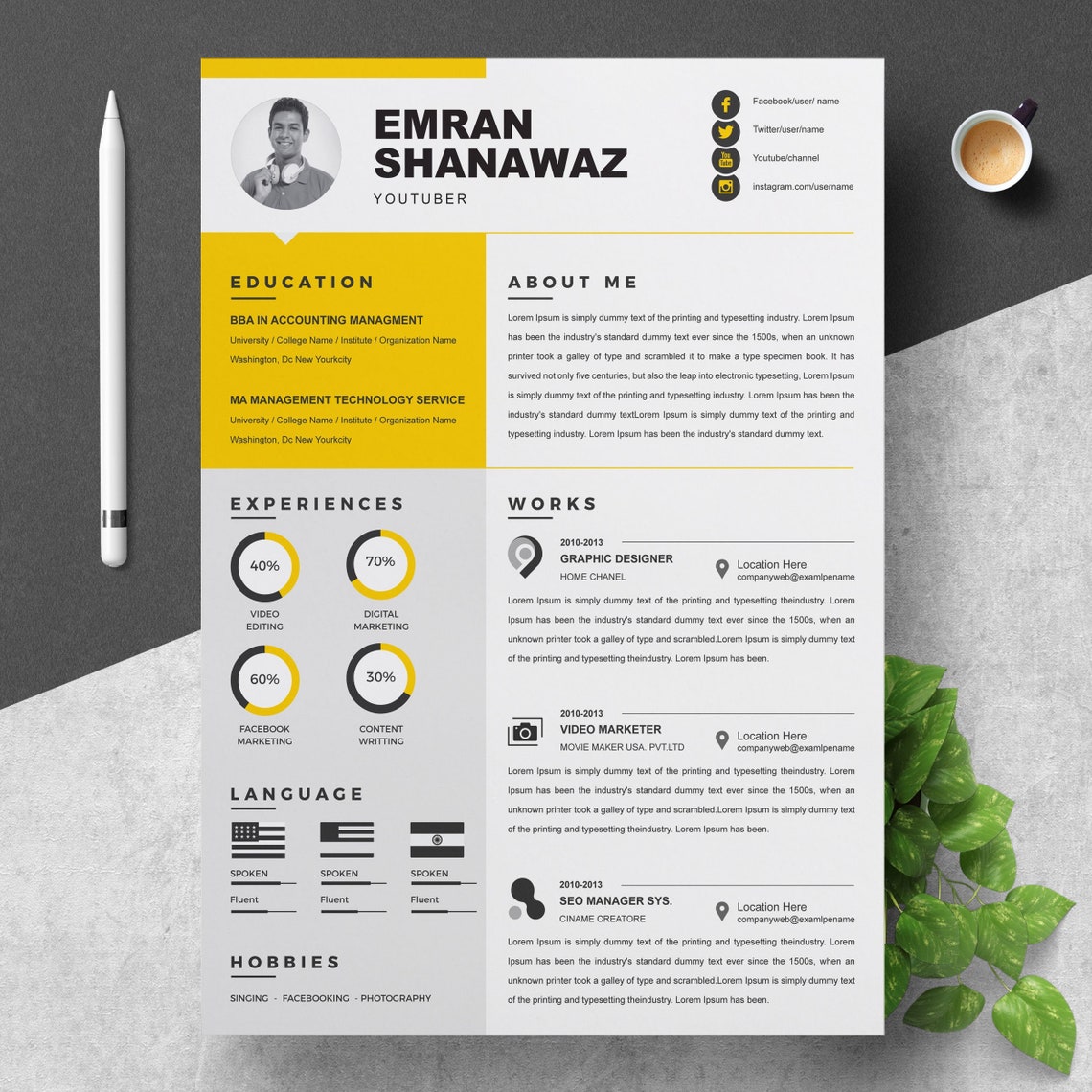 Word Resume / 2 Page CV Template (Download Now) - Etsy