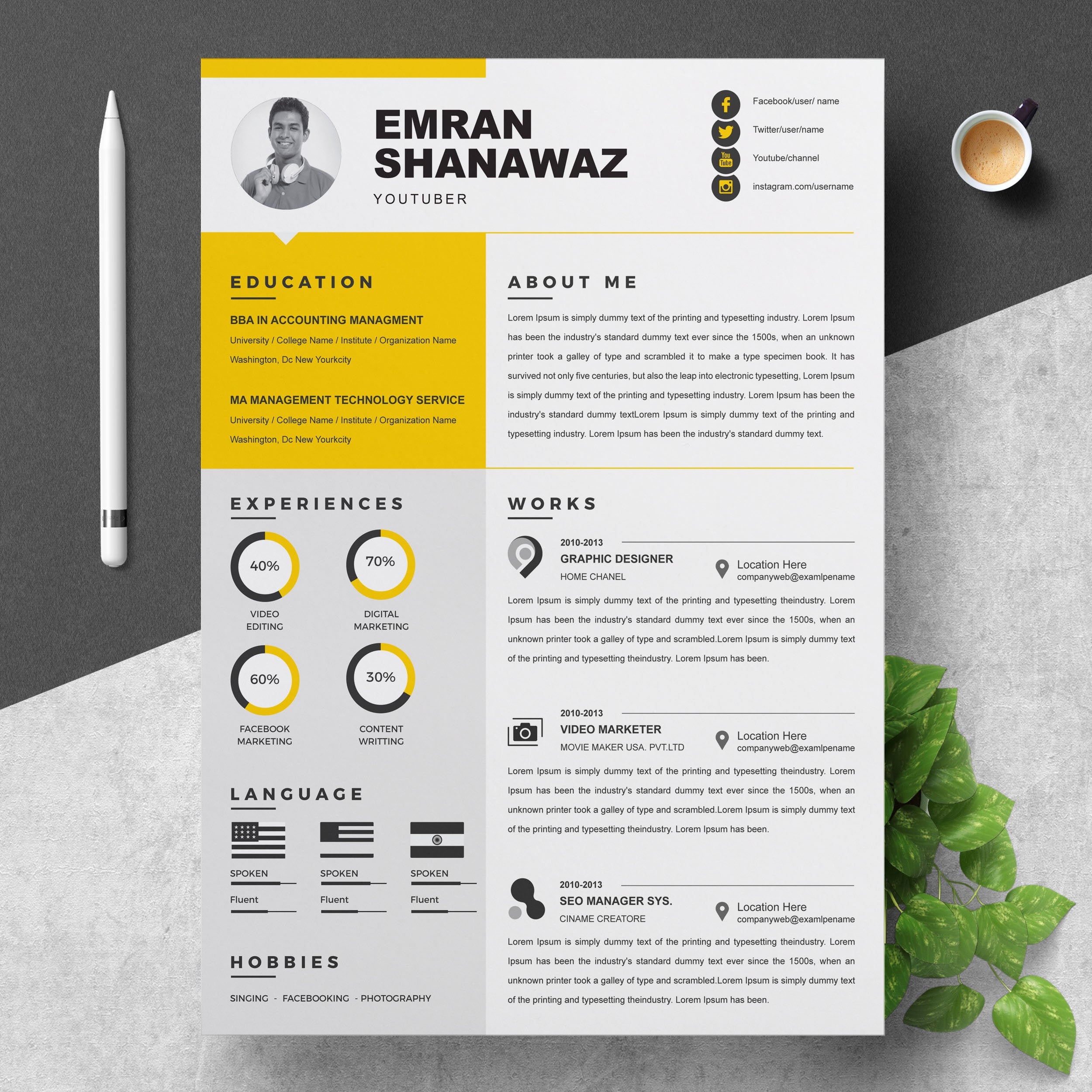Word Resume / 2 Page CV Template (Download Now) - Etsy