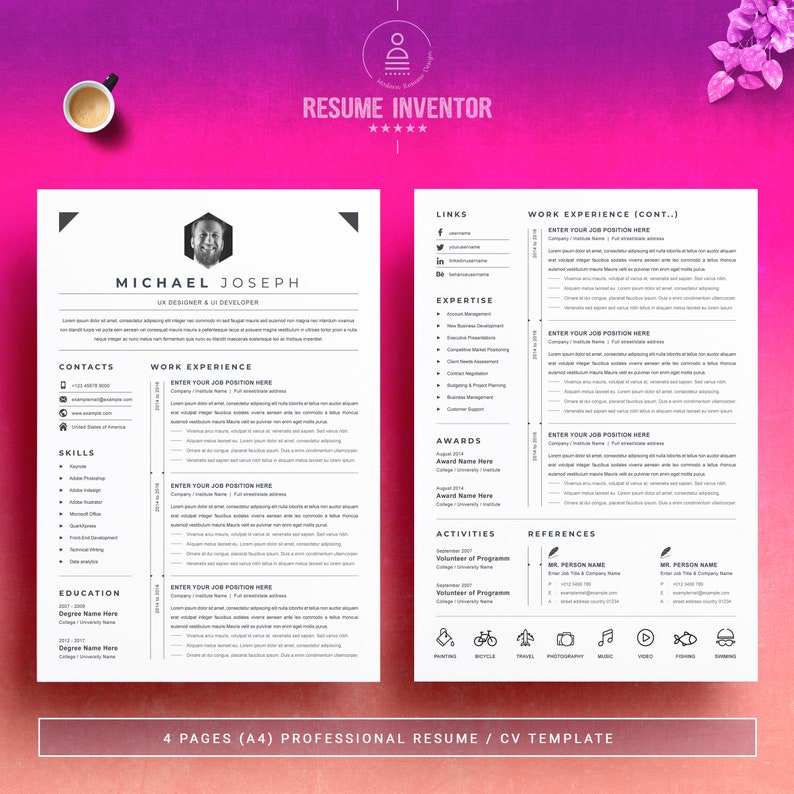 Simple CV / Resume Design CV Template Word CV Resume - Etsy