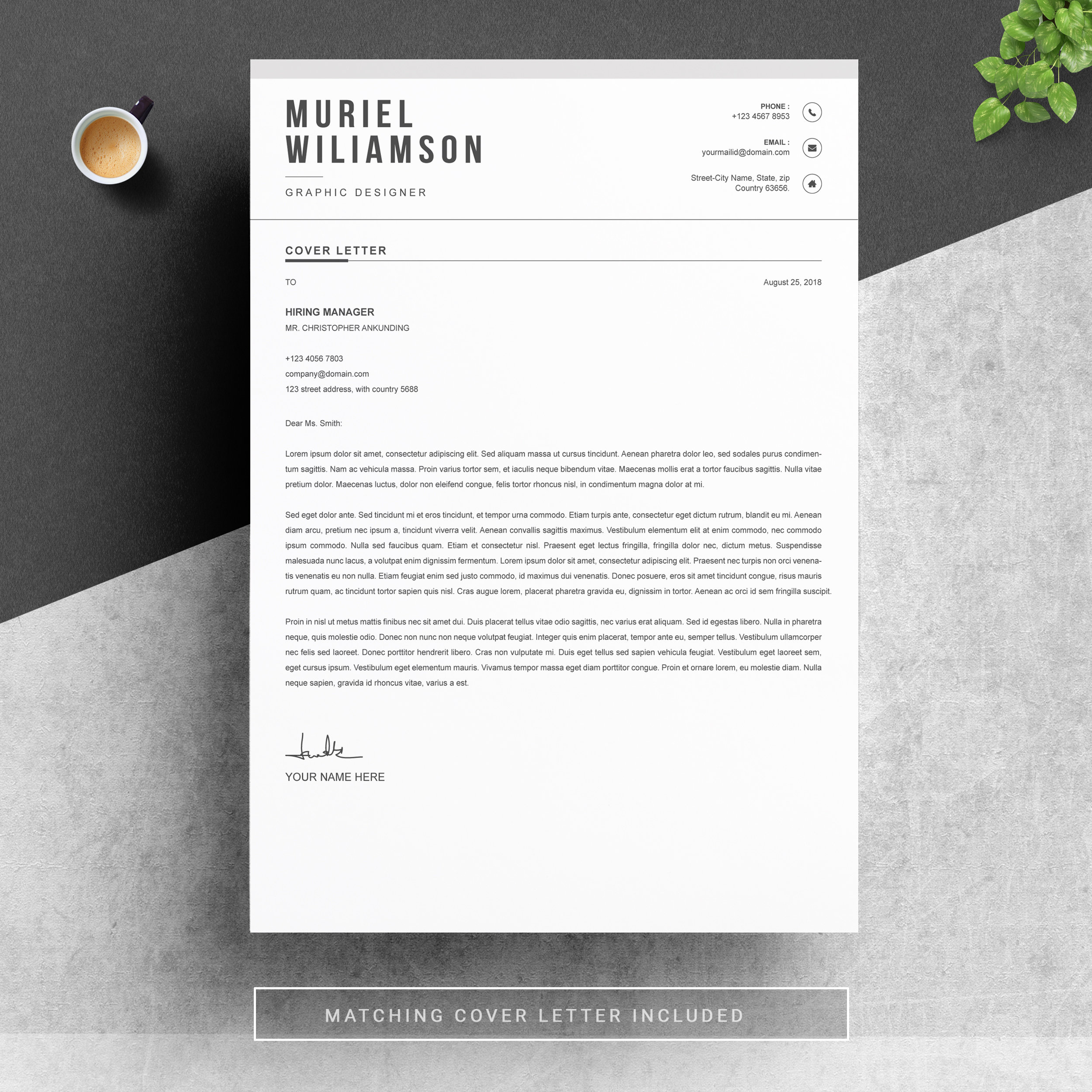 Cover Letter and Resume Template for Microsoft Word and Mac Pages ...
