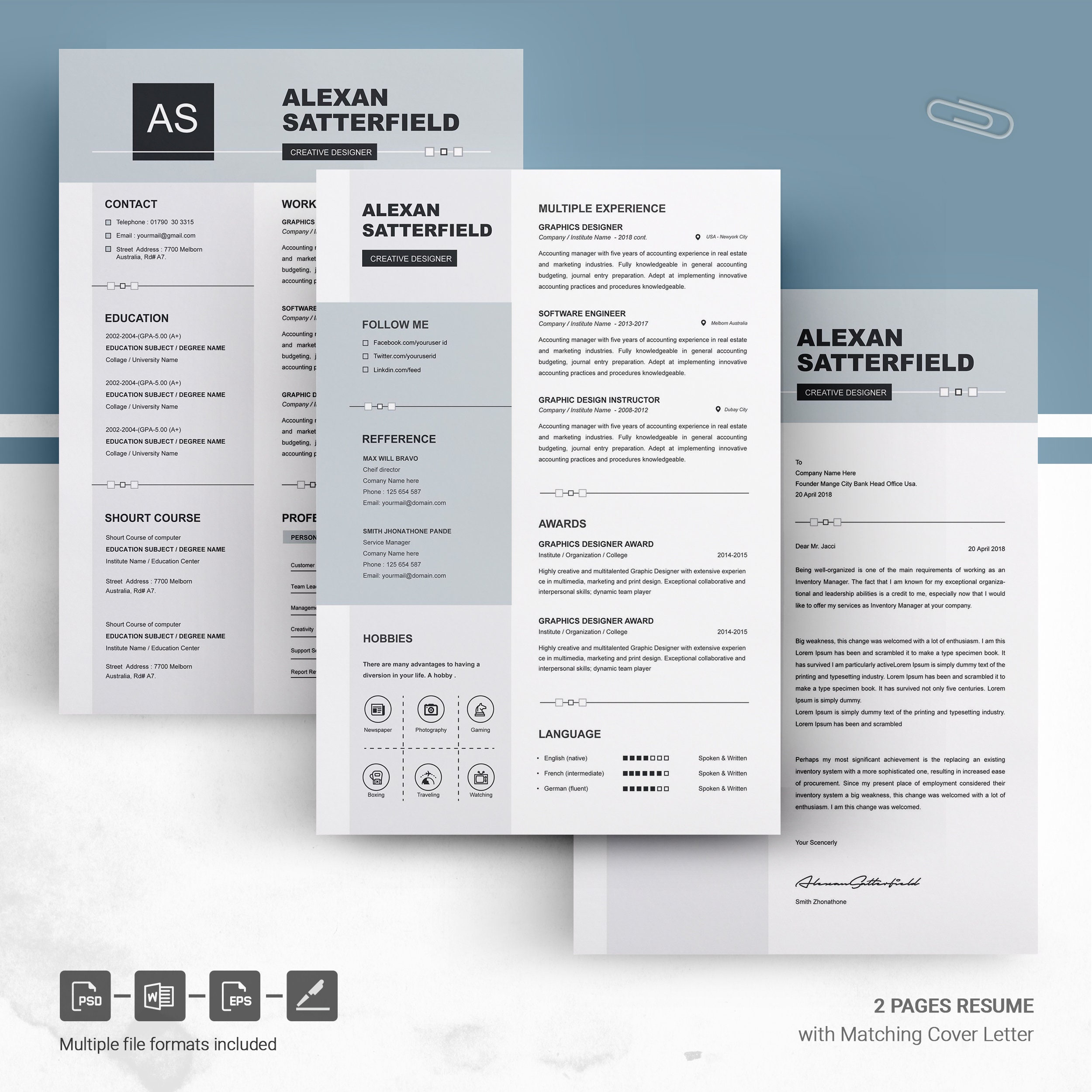 Apple Pages Resume Template | Curriculum Vita | MS Word Resume CV ...