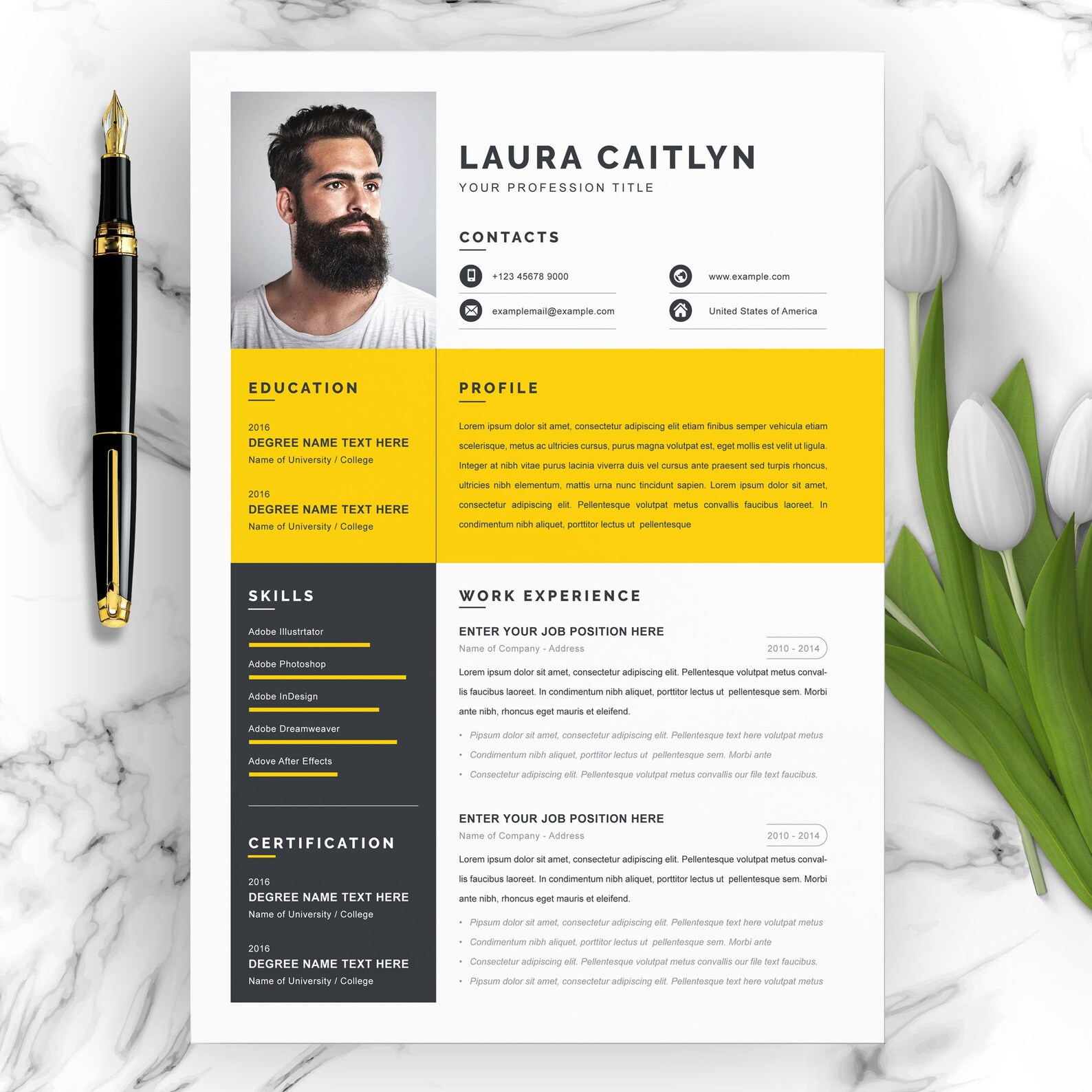 Resume Template Modern & Professional Resume Template for Word CV ...