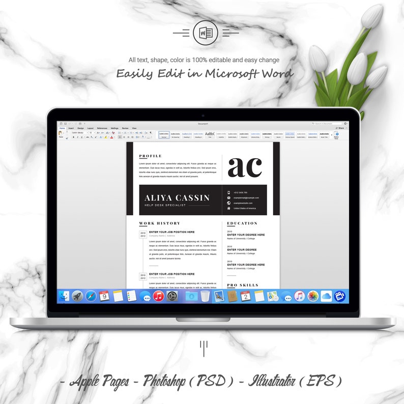 Minimal and Black White Clean Resume / CV Template - Etsy
