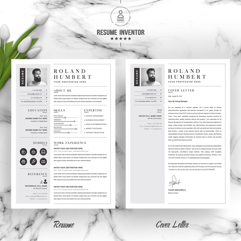 1 Page Resume Template / CV Design - Etsy
