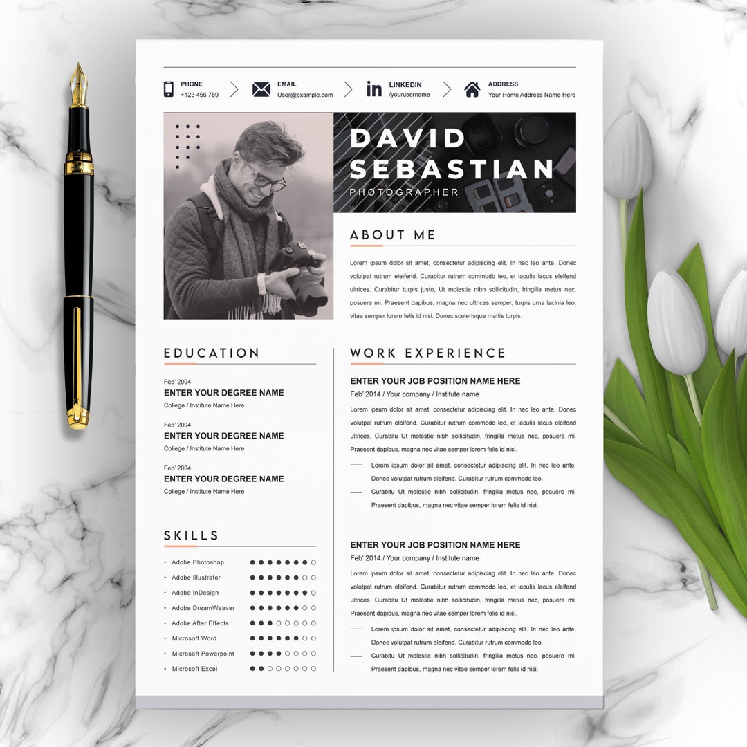 Resume Template / CV Design Template | MS Word | Apple Pages | Instant ...