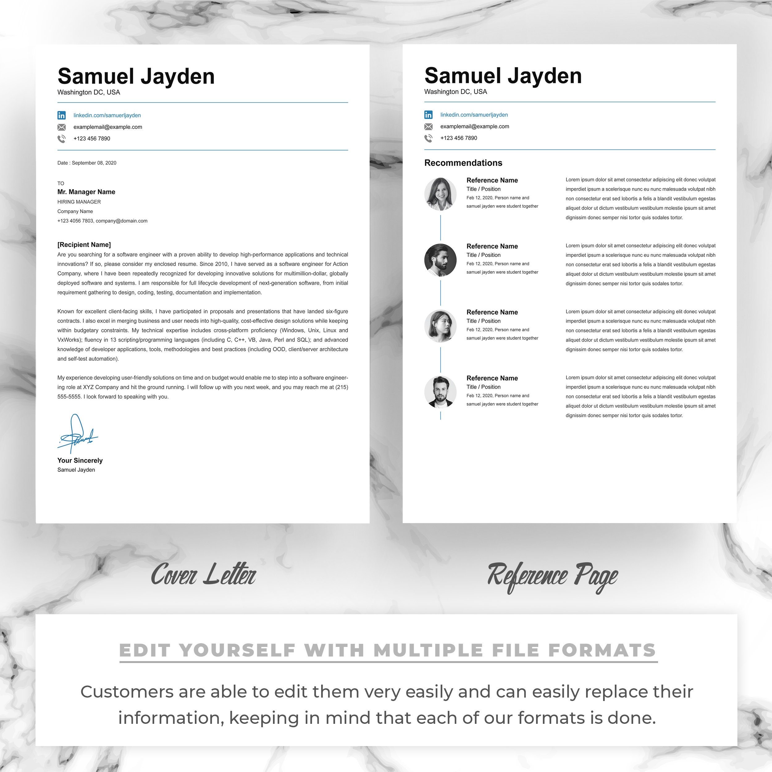 Linkedin Clean Resume Template Format word Apple Pages - Etsy