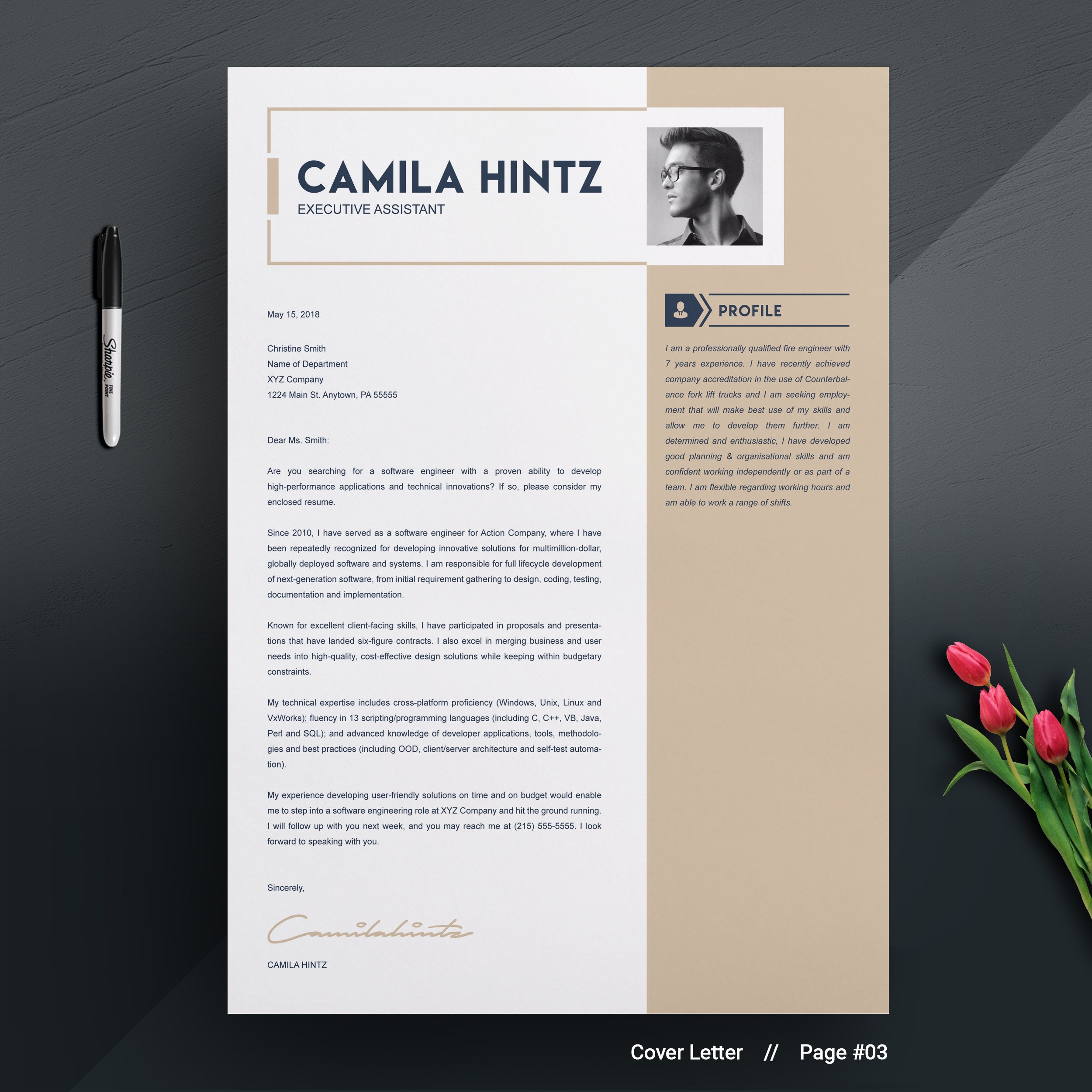 Resume / CV Design Template With Cover Letter | MS Word | Apple Pages ...