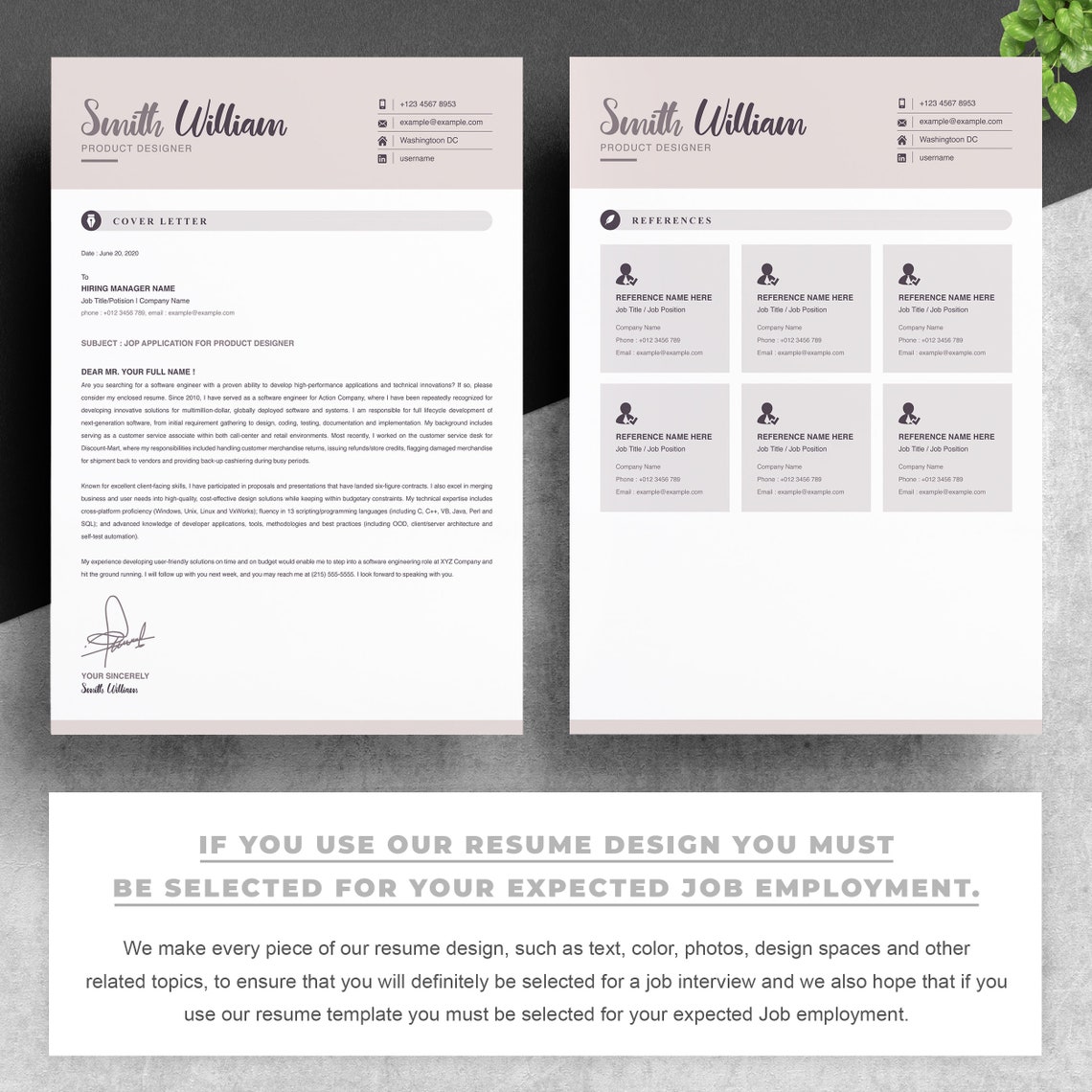 Modern Resume Template CV Template Cover Letter - Etsy