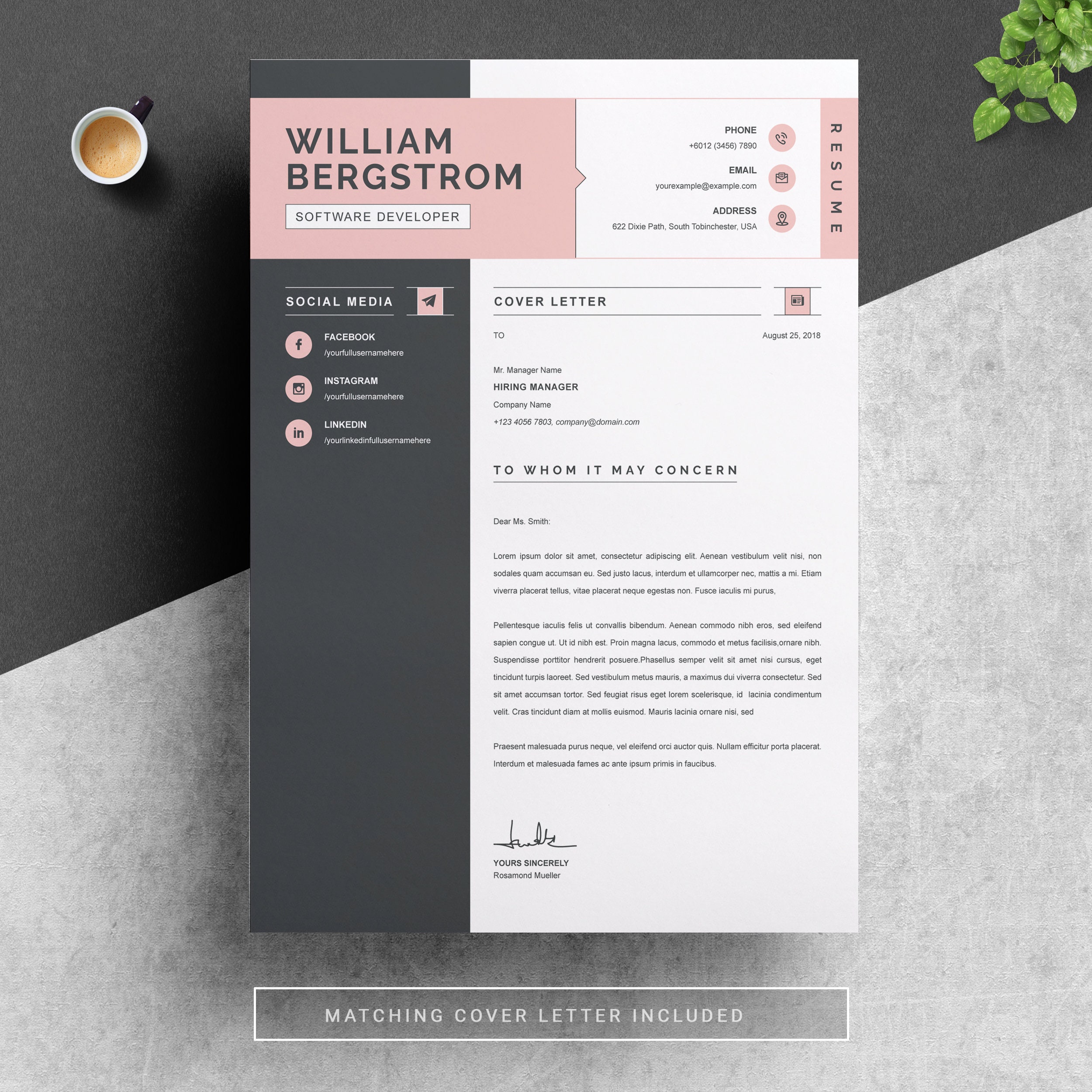 Word Resume & Cover Letter Template - Etsy