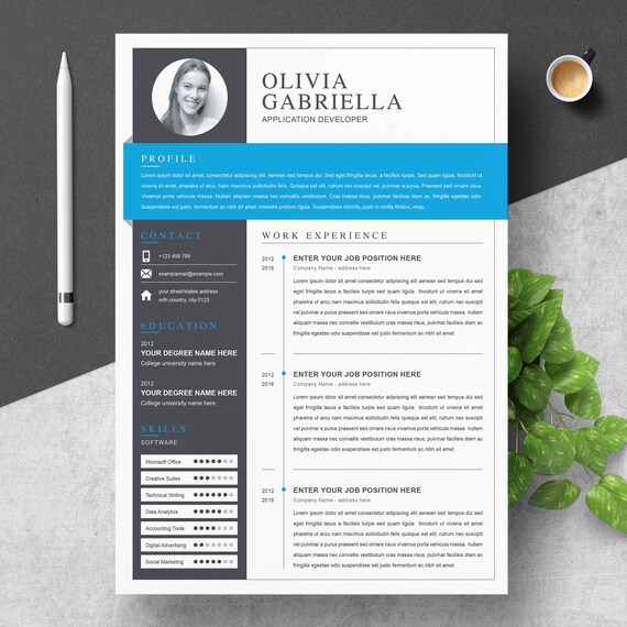 Creative & Modern Resume / CV Template for Word AND Pages - Etsy