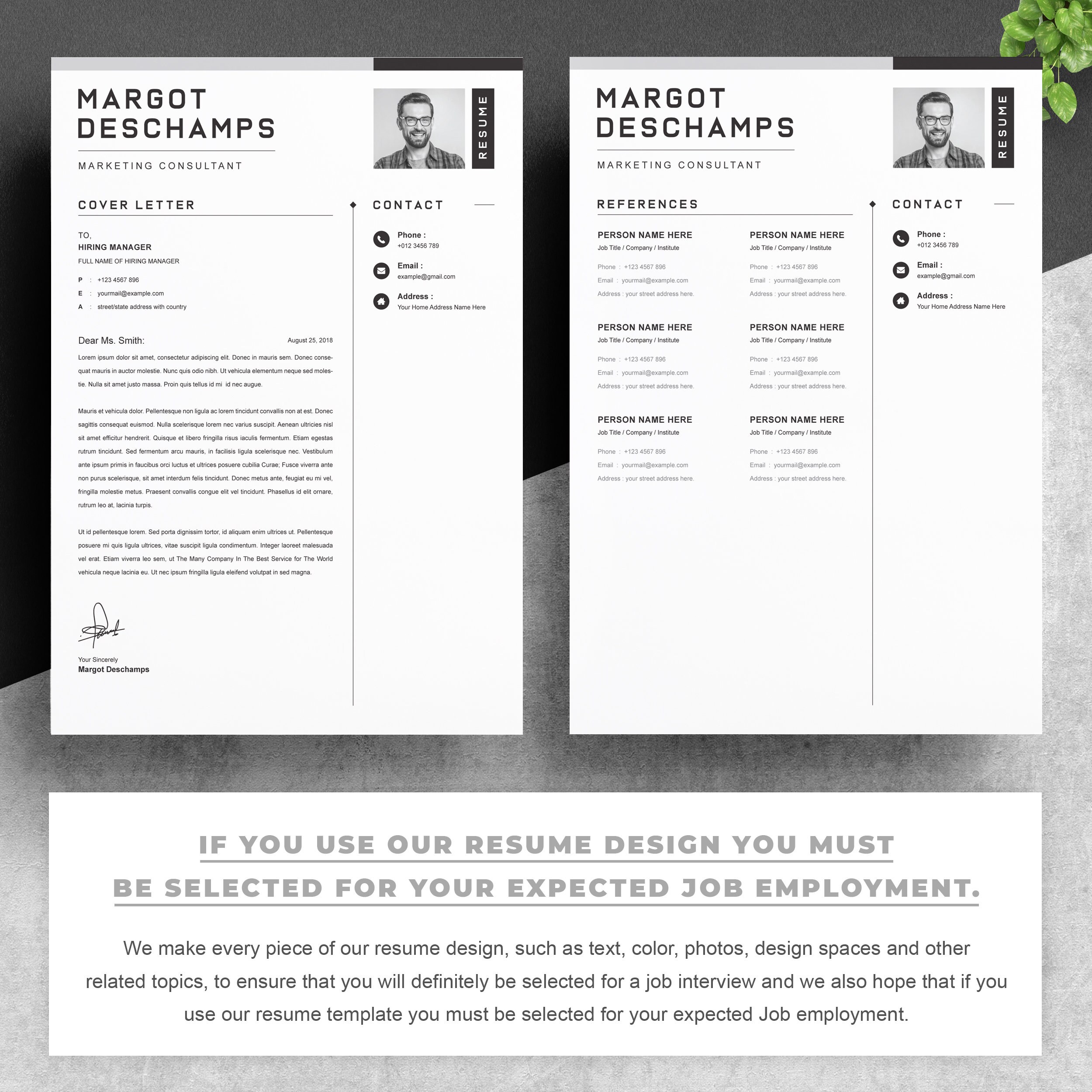 Professional Resume Template MS Word CV Design 2 Pages - Etsy