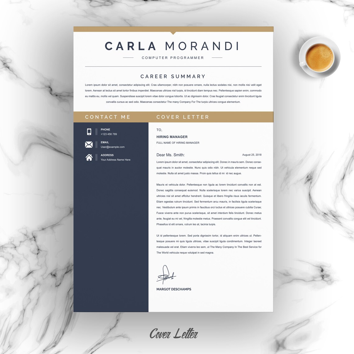 Modern Resume Template / CV Template and Format CV Examples - Etsy