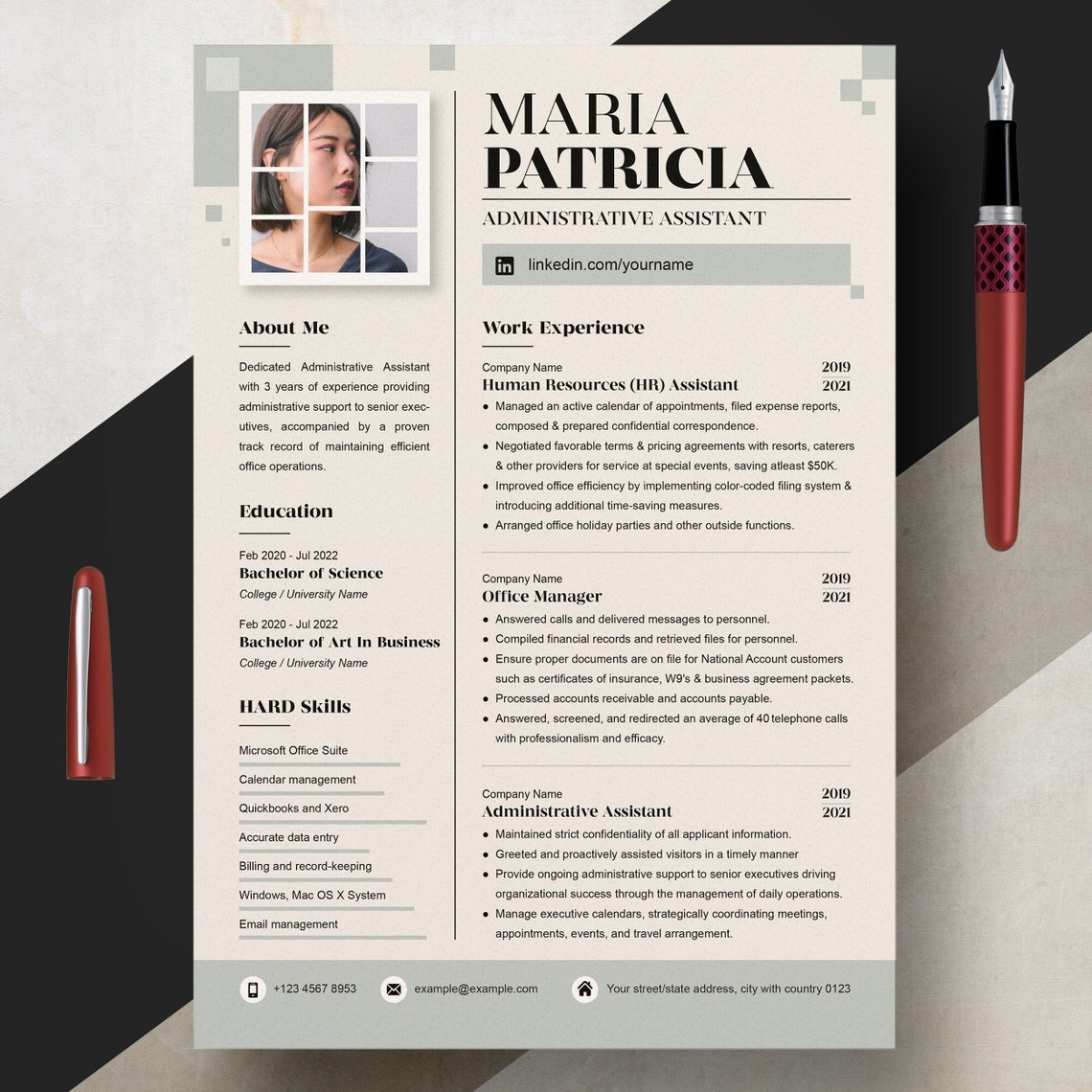 Human Resource Job Role Resume Template Modern Design Editable MS Word ...