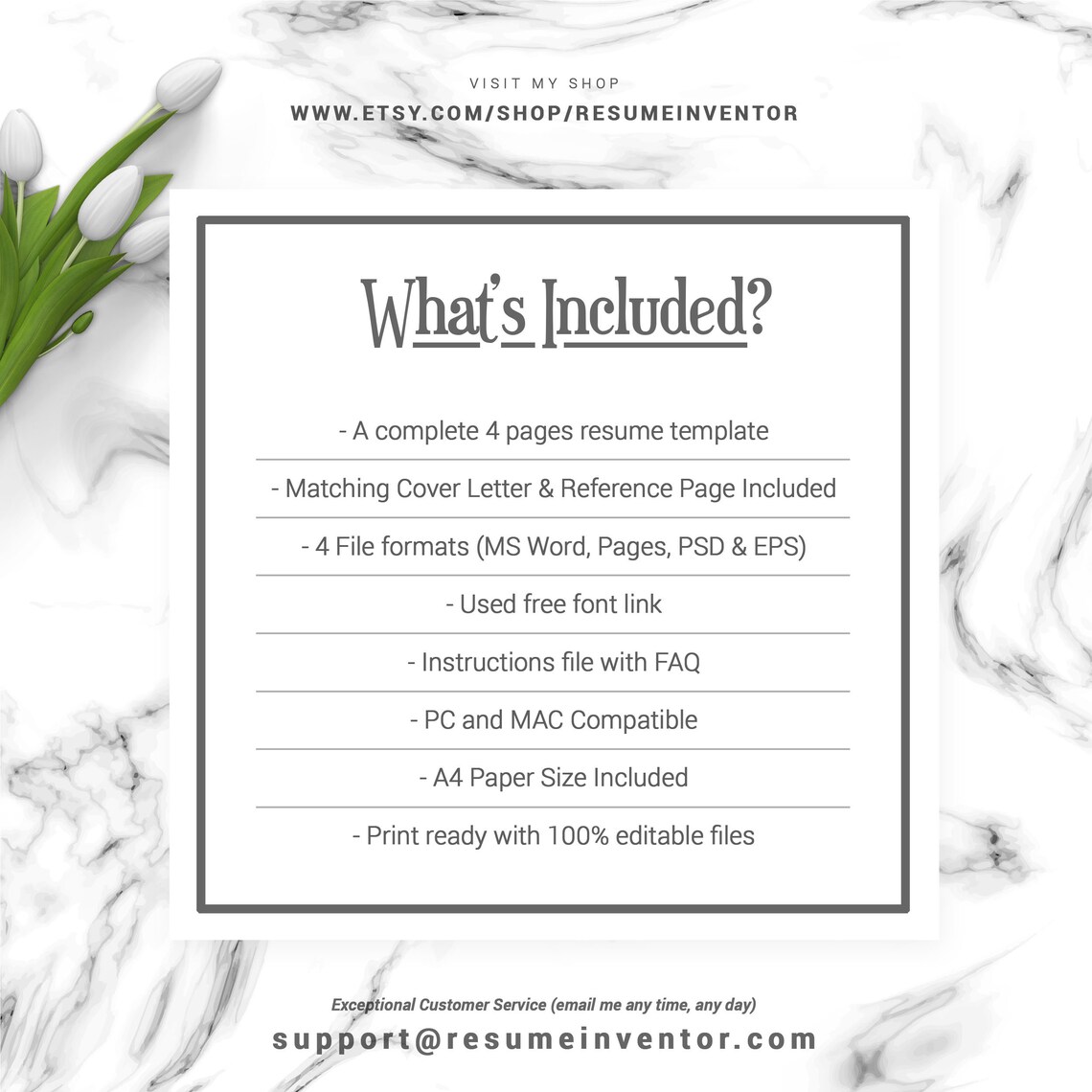 Resume Template 4 Page CV Template With Cover Letter - Etsy