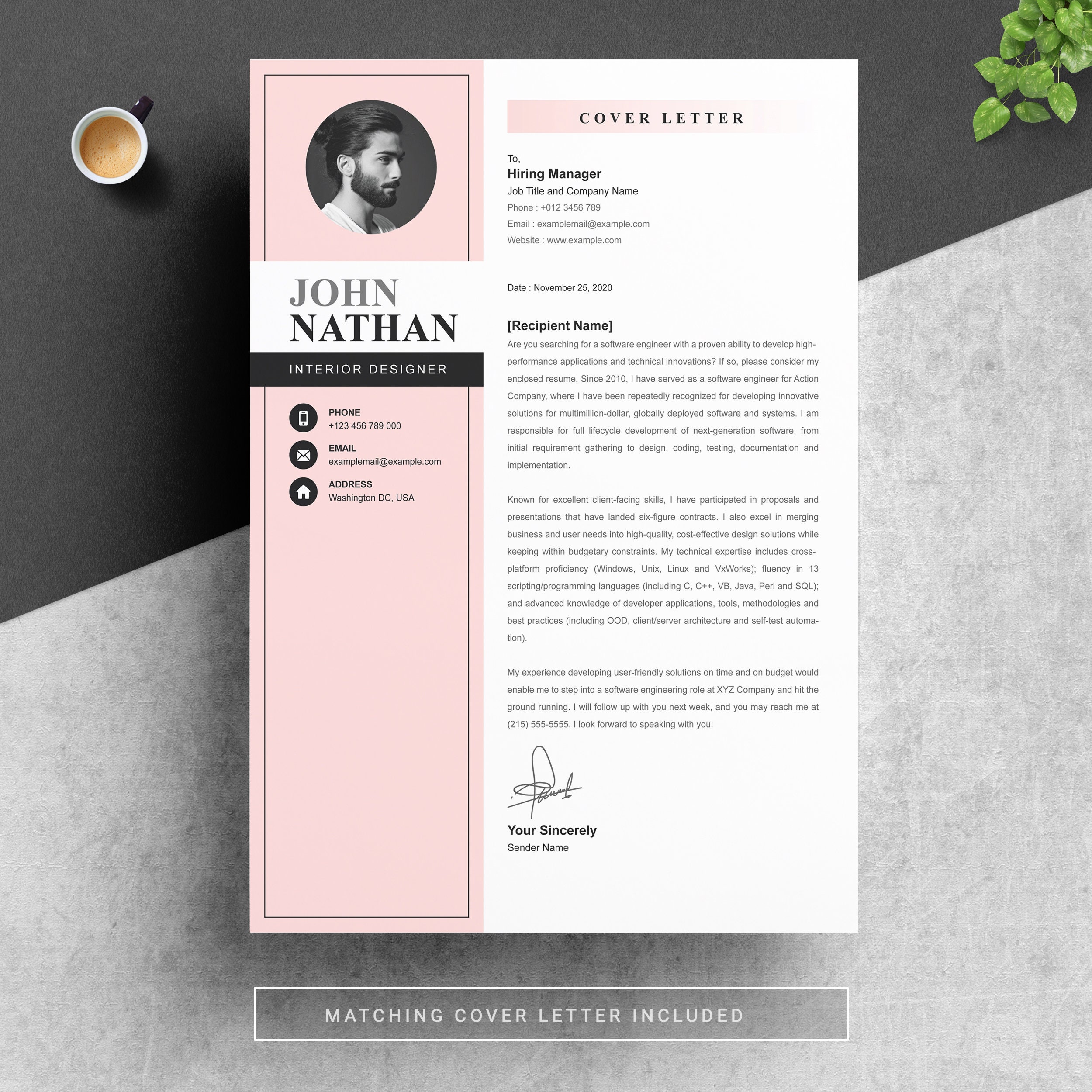 Creative and Modern Resume Template With Photo and Cover - Etsy